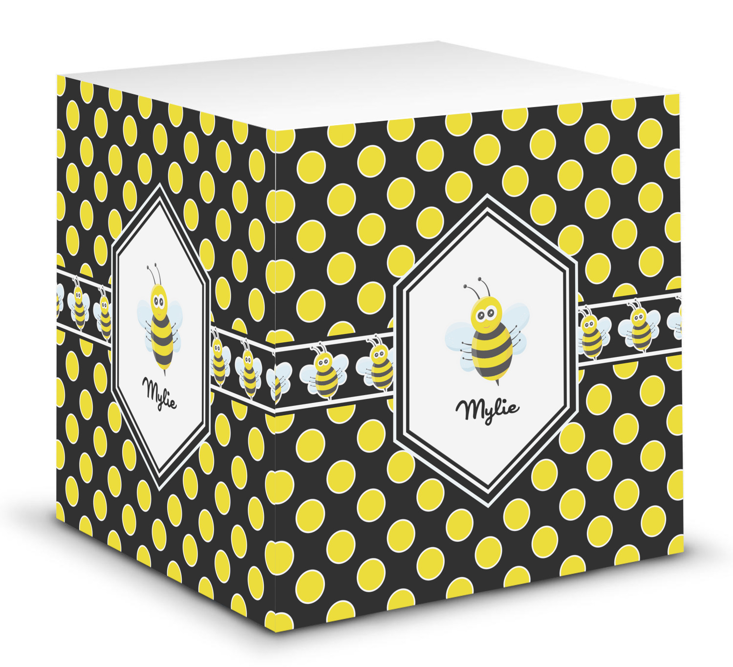Bee & Polka Dots Sticky Note Cube (Personalized) - YouCustomizeIt
