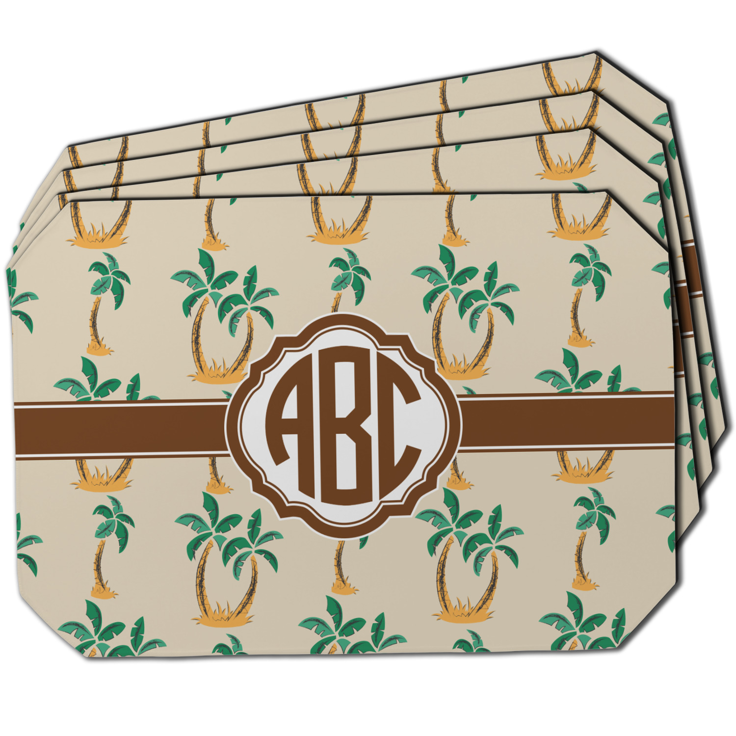 Custom Palm Trees Dining Table Mat - Octagon w/ Monogram | YouCustomizeIt