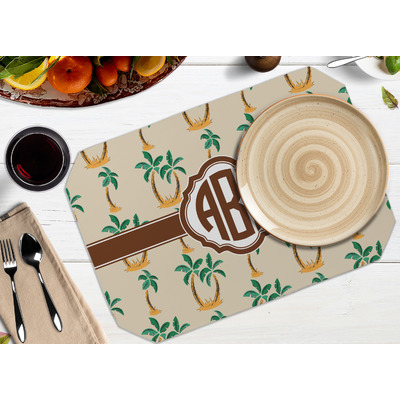 Palm Trees Dining Table Mat - Octagon w/ Monogram - YouCustomizeIt