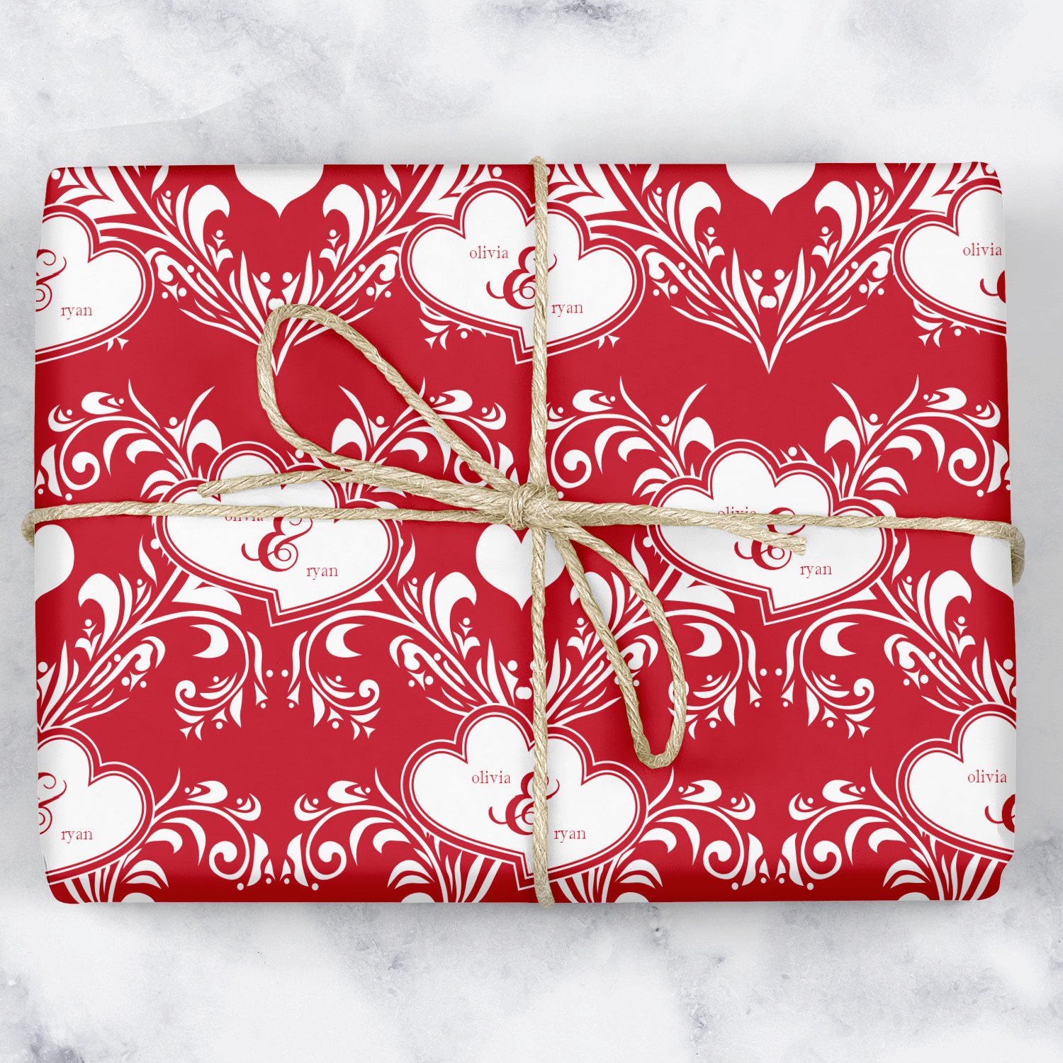 Heart Damask Wrapping Paper (Personalized) - YouCustomizeIt