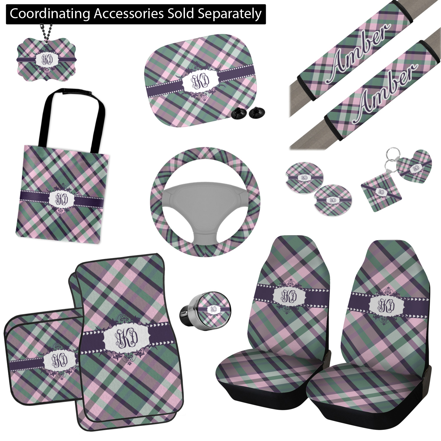 Custom Plaid with Pop Car Seat Covers (Set of Two) (Personalized ...