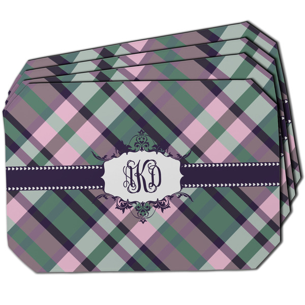 Custom Plaid with Pop Dining Table Mat - Octagon w/ Monogram ...