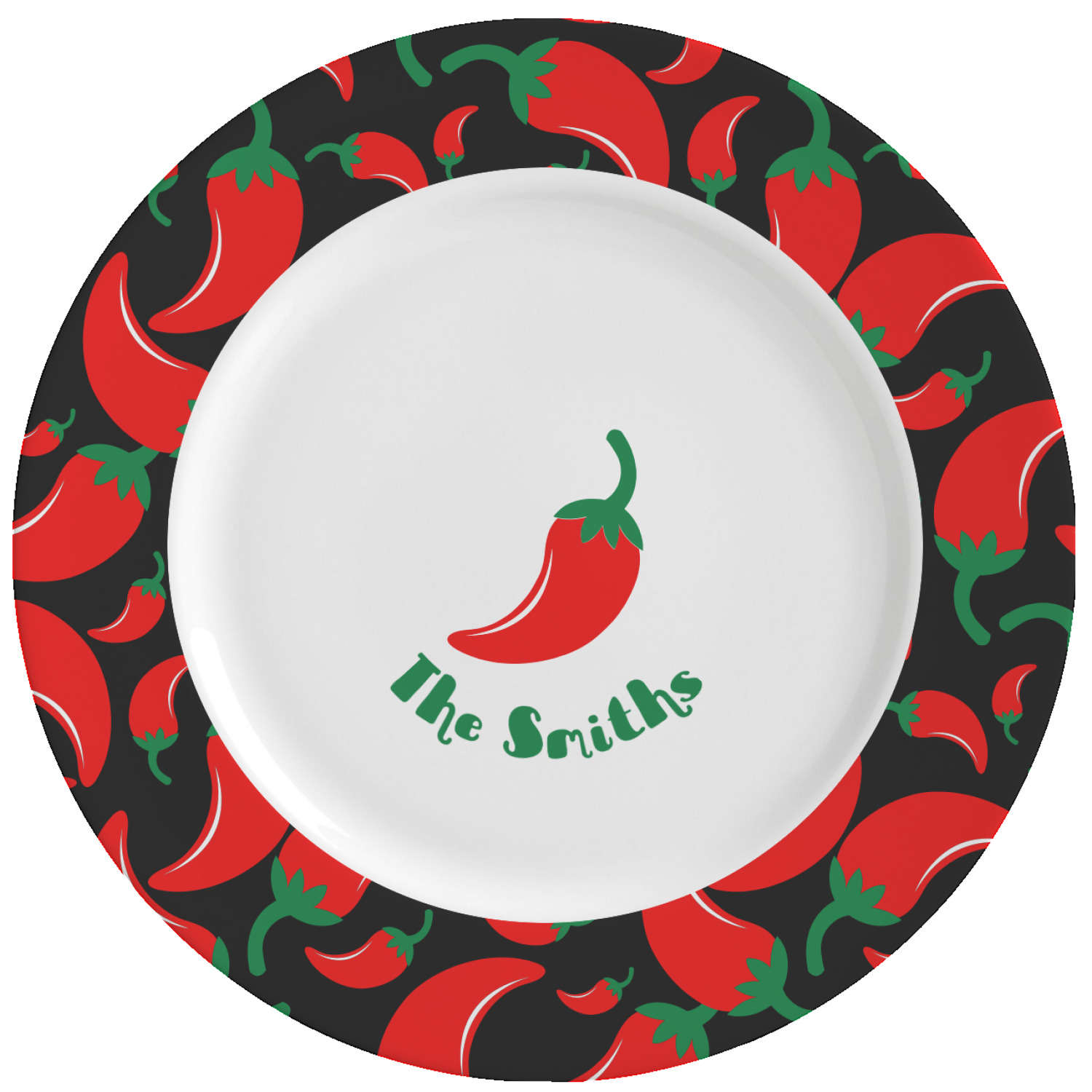 Chili Peppers Ceramic Dinner Plates (Set of 4) (Personalized ...