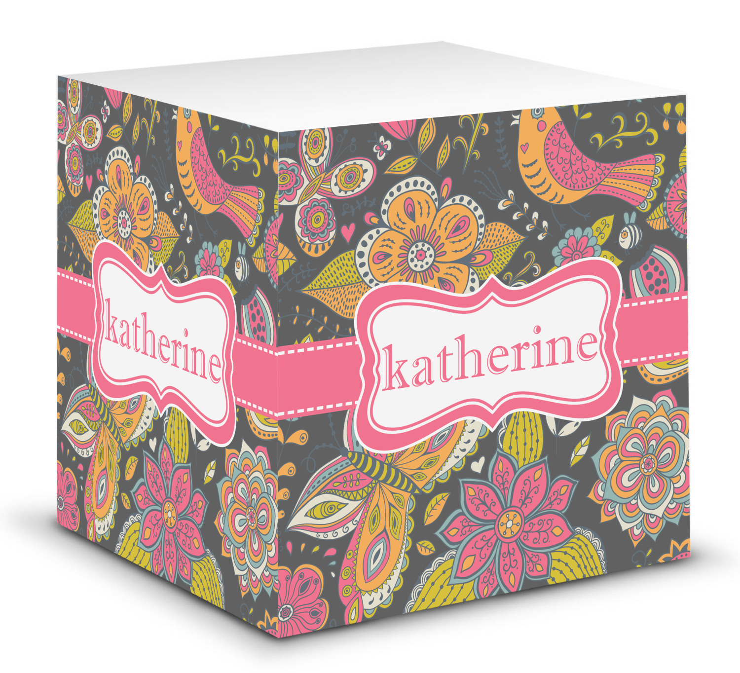 Birds & Butterflies Sticky Note Cube (Personalized) - YouCustomizeIt
