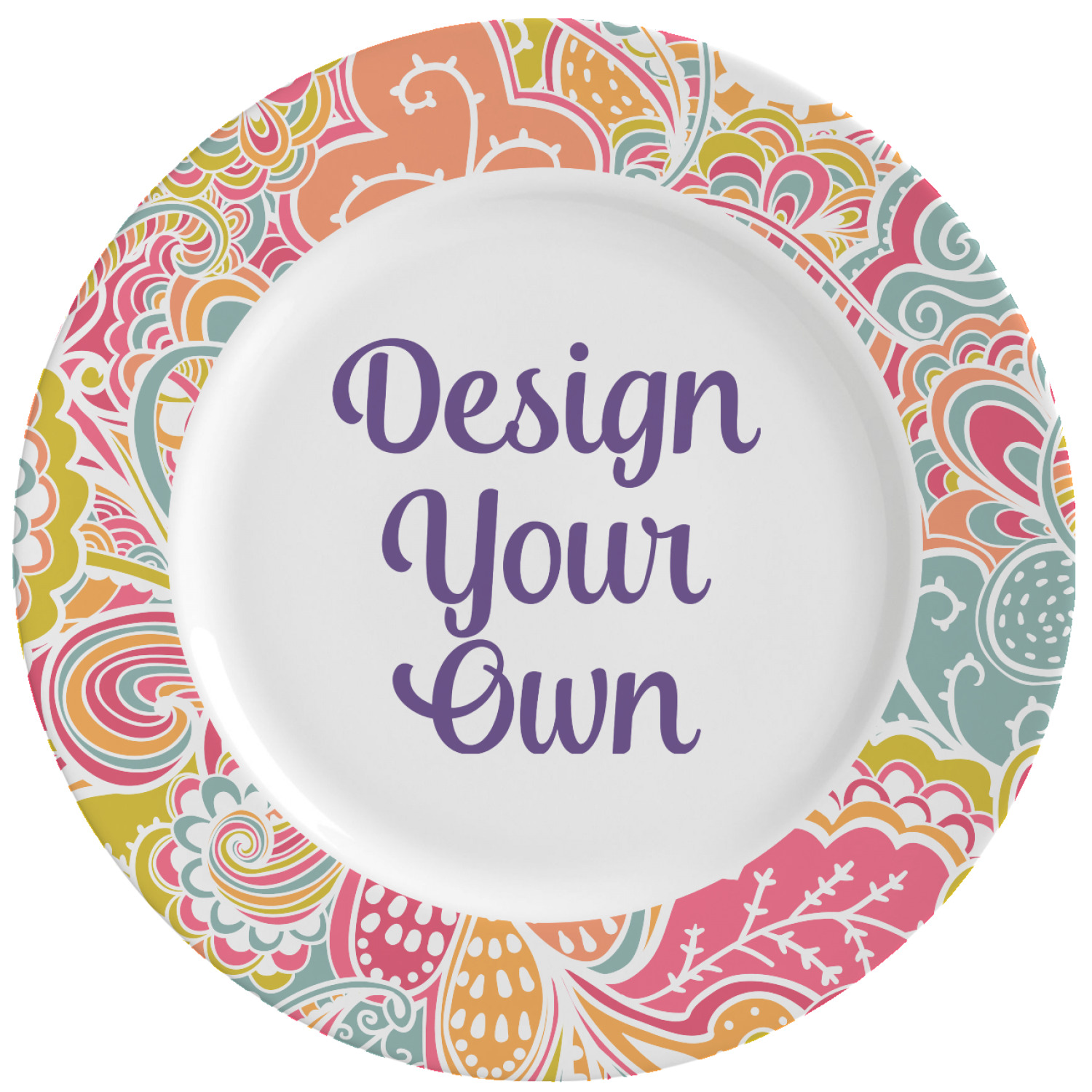 Abstract Foliage Ceramic Dinner Plates (Set of 4) (Personalized ...