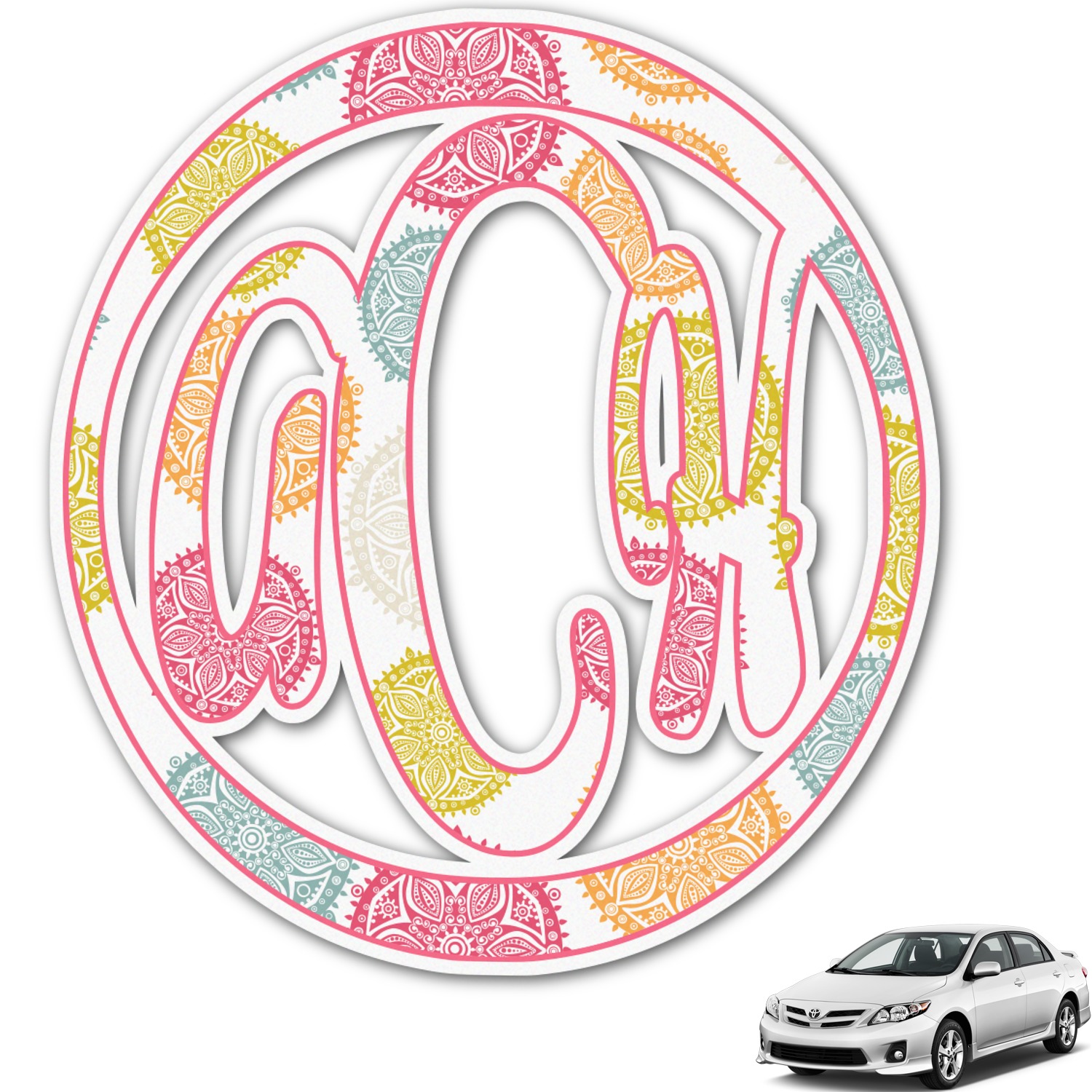 Custom Doily Pattern Monogram Car Decal (Personalized) | YouCustomizeIt