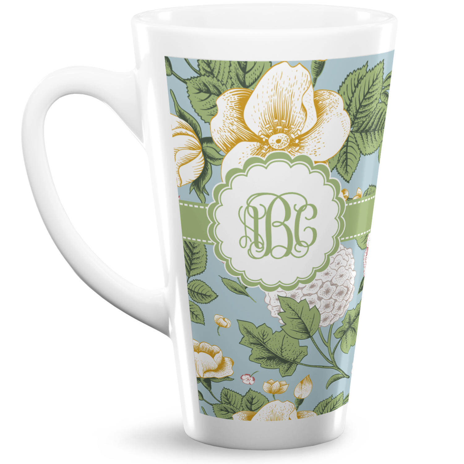 Vintage Floral 16 Oz Latte Mug (Personalized) - YouCustomizeIt