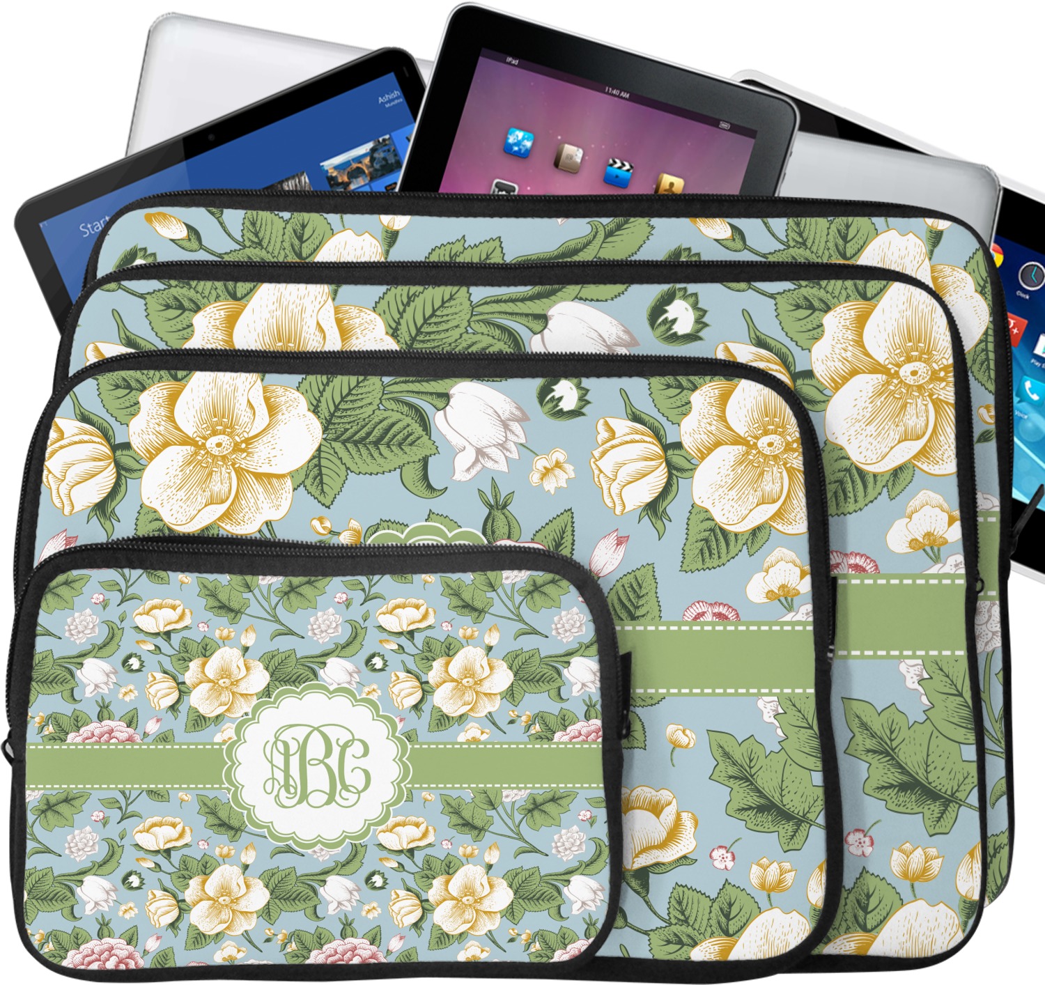 Custom Vintage Floral Tablet Case / Sleeve (Personalized) | YouCustomizeIt