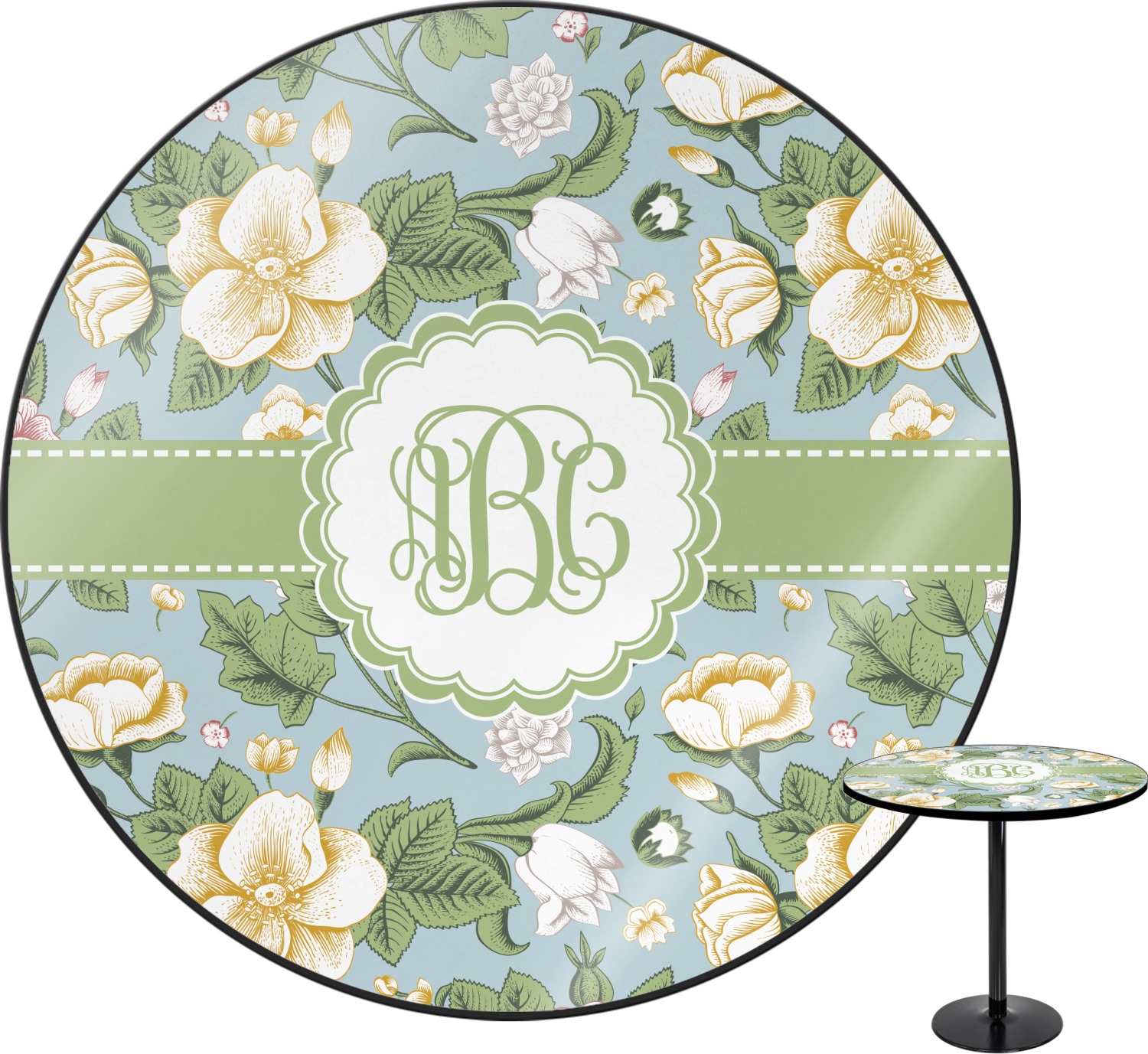 Custom Vintage Floral Round Table (Personalized) | YouCustomizeIt