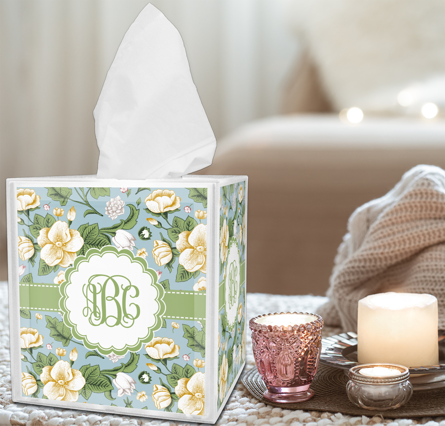 Vintage Floral Tissue Box Cover (Personalized) - YouCustomizeIt