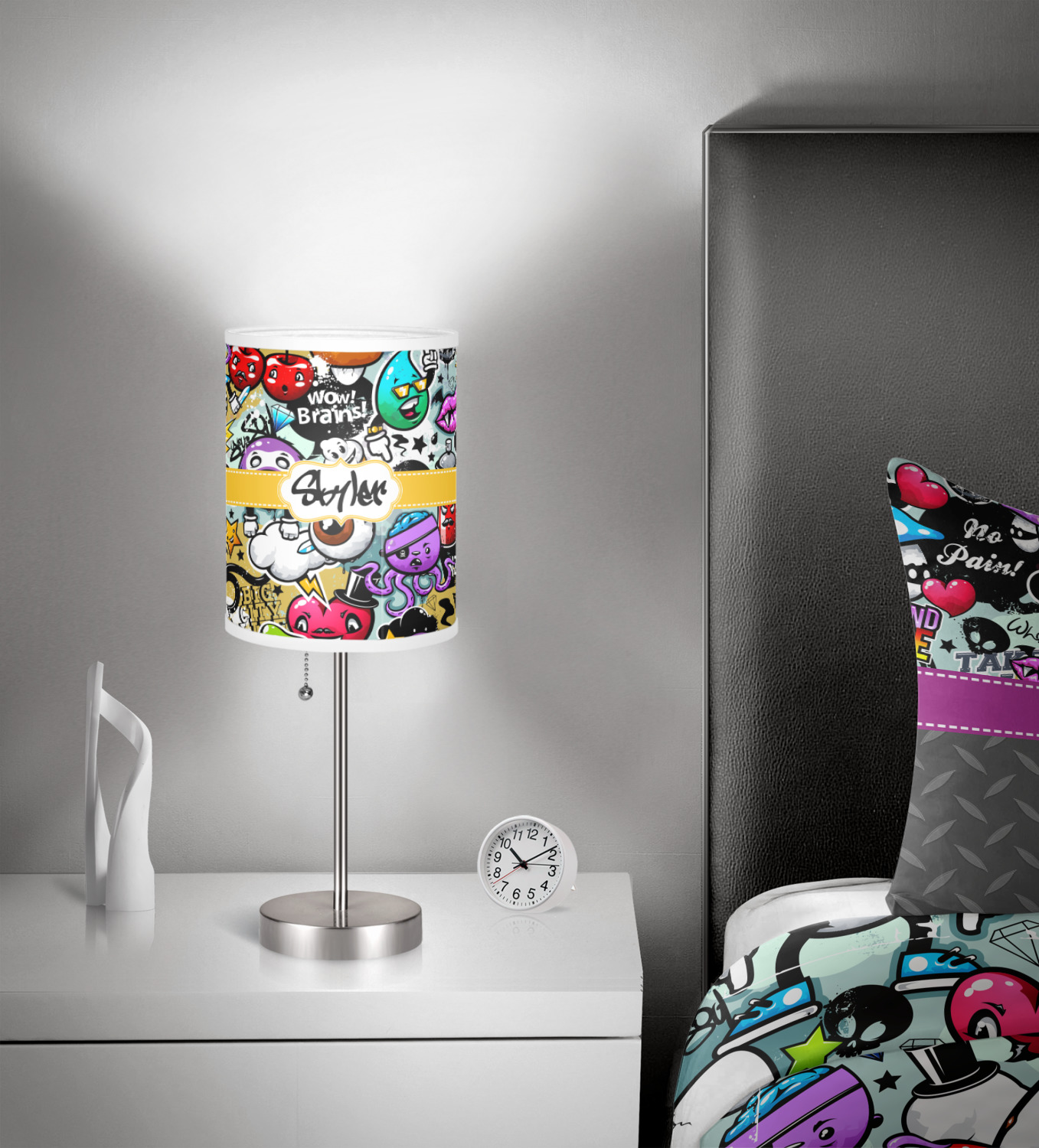 Custom Graffiti 7" Drum Lamp with Shade (Personalized) | YouCustomizeIt