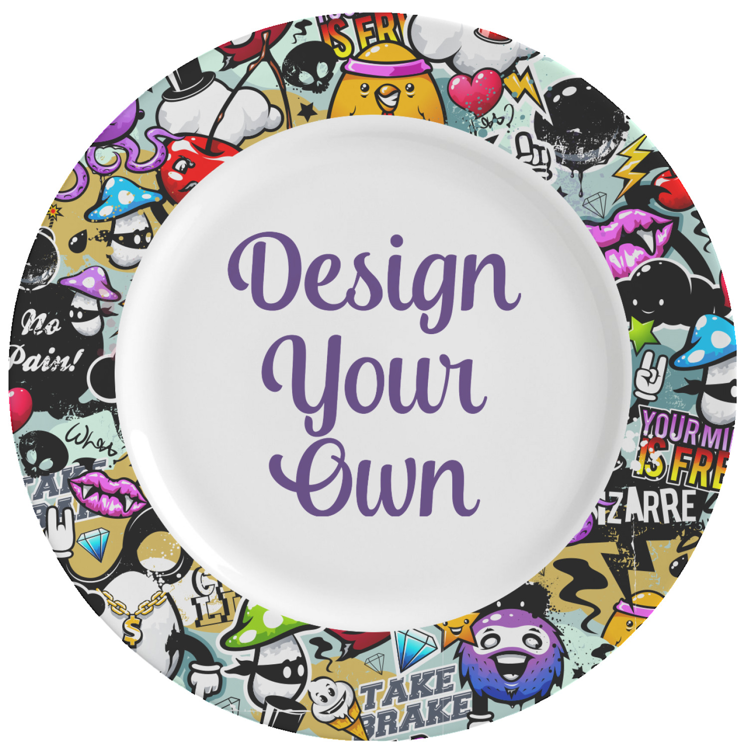 Graffiti Ceramic Dinner Plates (Set of 4) (Personalized) - YouCustomizeIt
