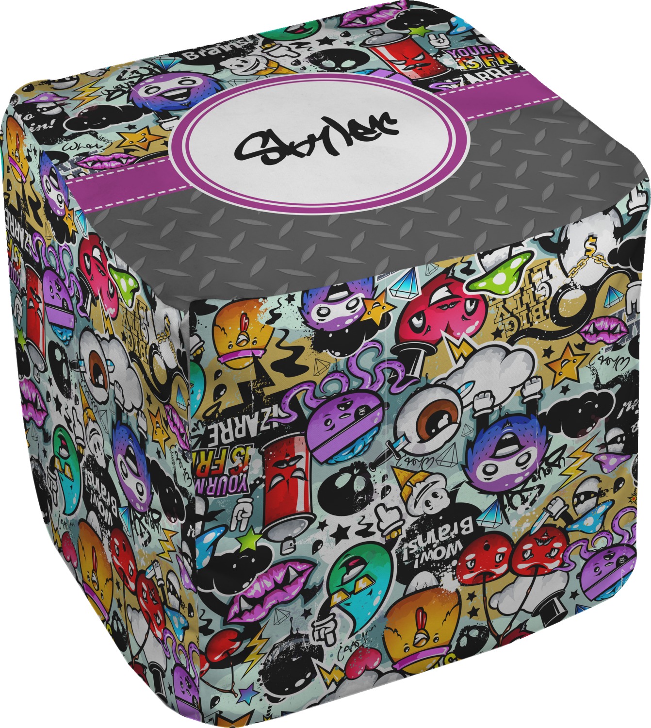 Custom Graffiti Cube Pouf Ottoman - 18" (Personalized) | YouCustomizeIt
