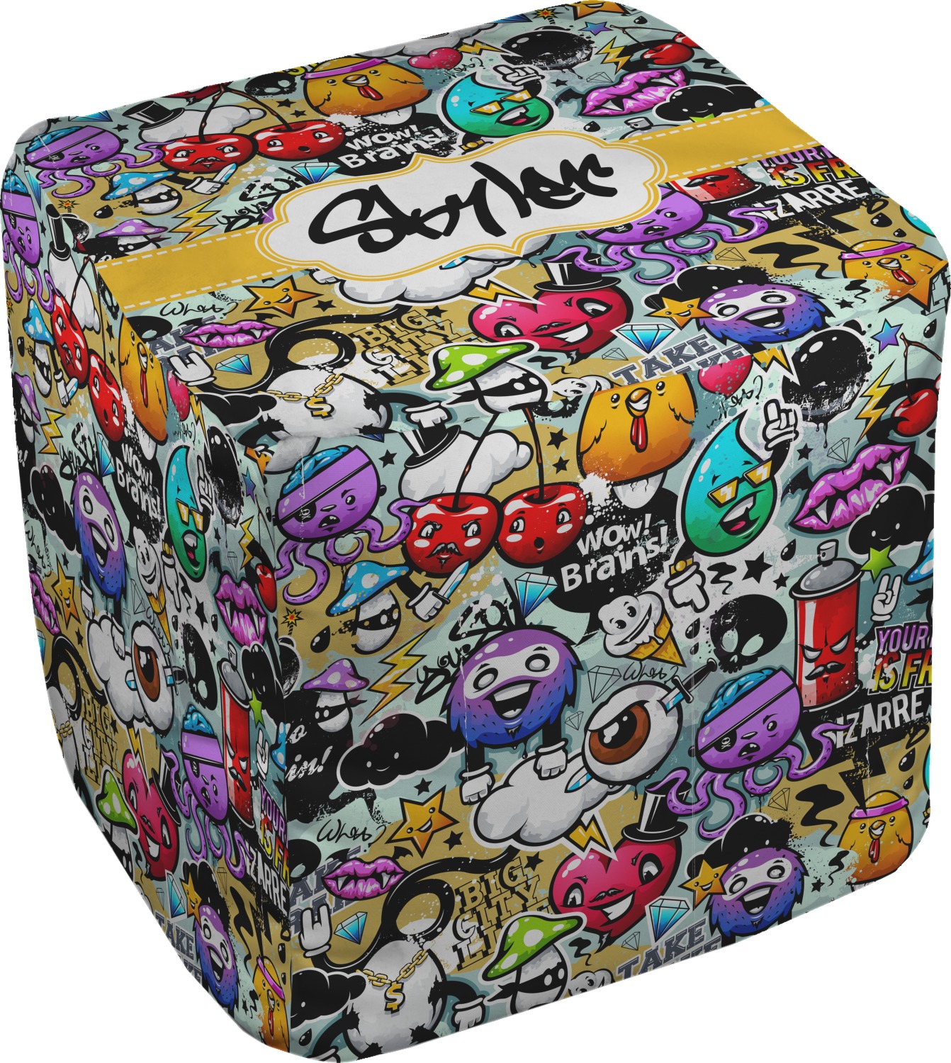 Custom Graffiti Cube Pouf Ottoman - 18" (Personalized) | YouCustomizeIt