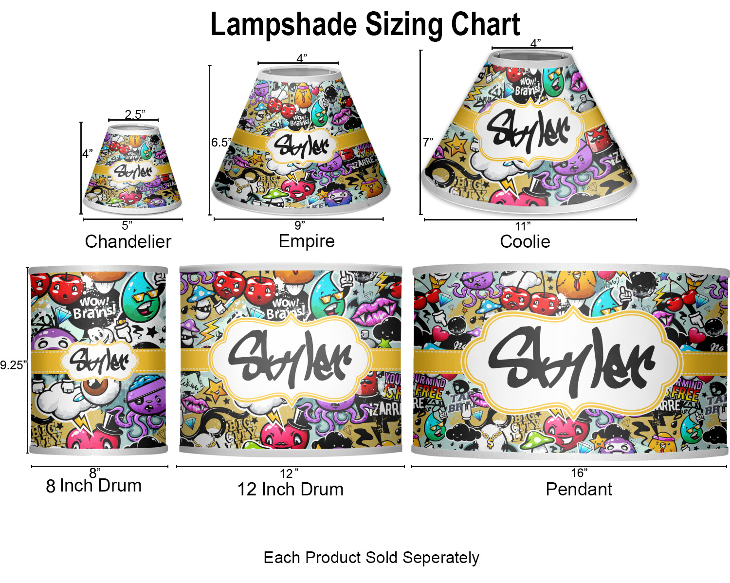 Custom Graffiti 7" Drum Lamp with Shade (Personalized) | YouCustomizeIt