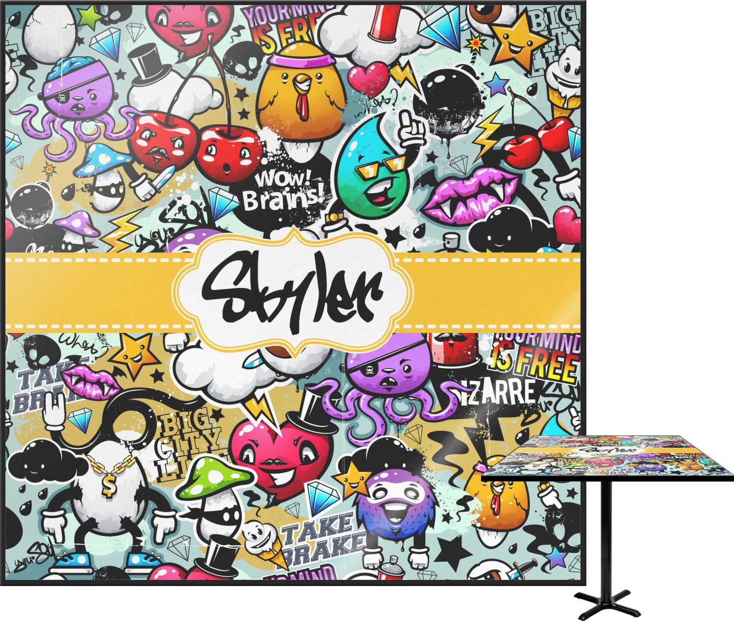 Custom Graffiti Square Table Top (Personalized) | YouCustomizeIt