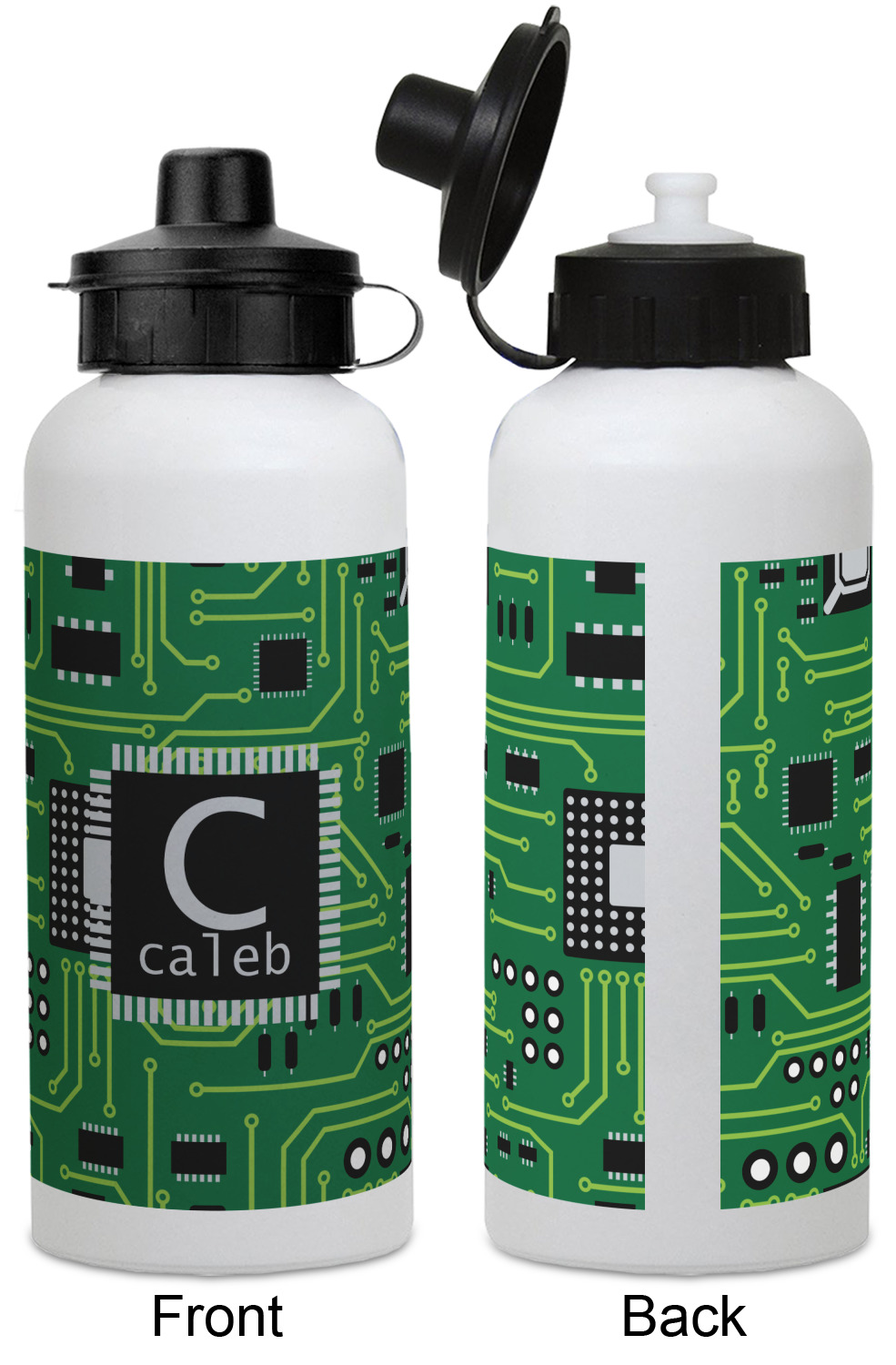 Circuit Board Water Bottles - Aluminum - 20 oz - White (Personalized ...