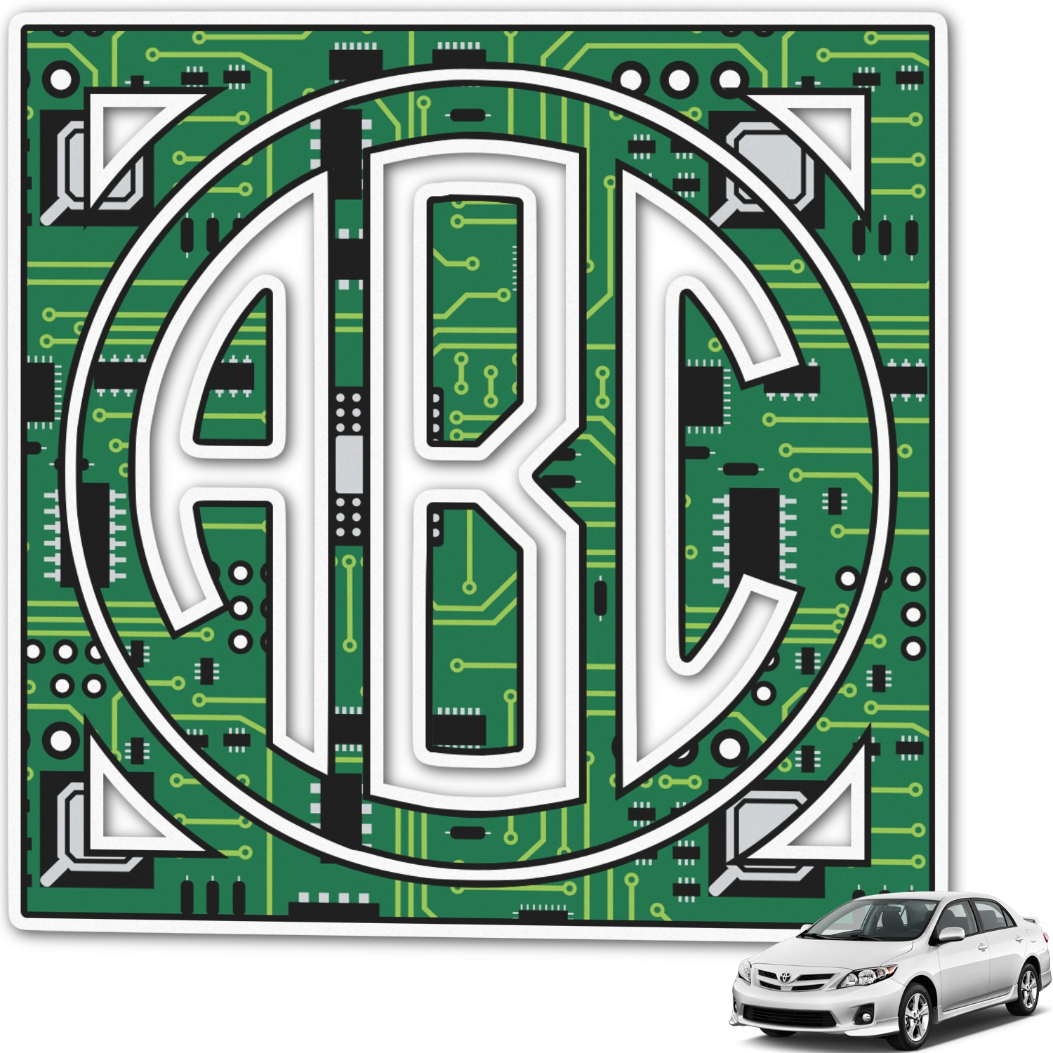Custom Circuit Board Monogram Car Decal (Personalized) | YouCustomizeIt