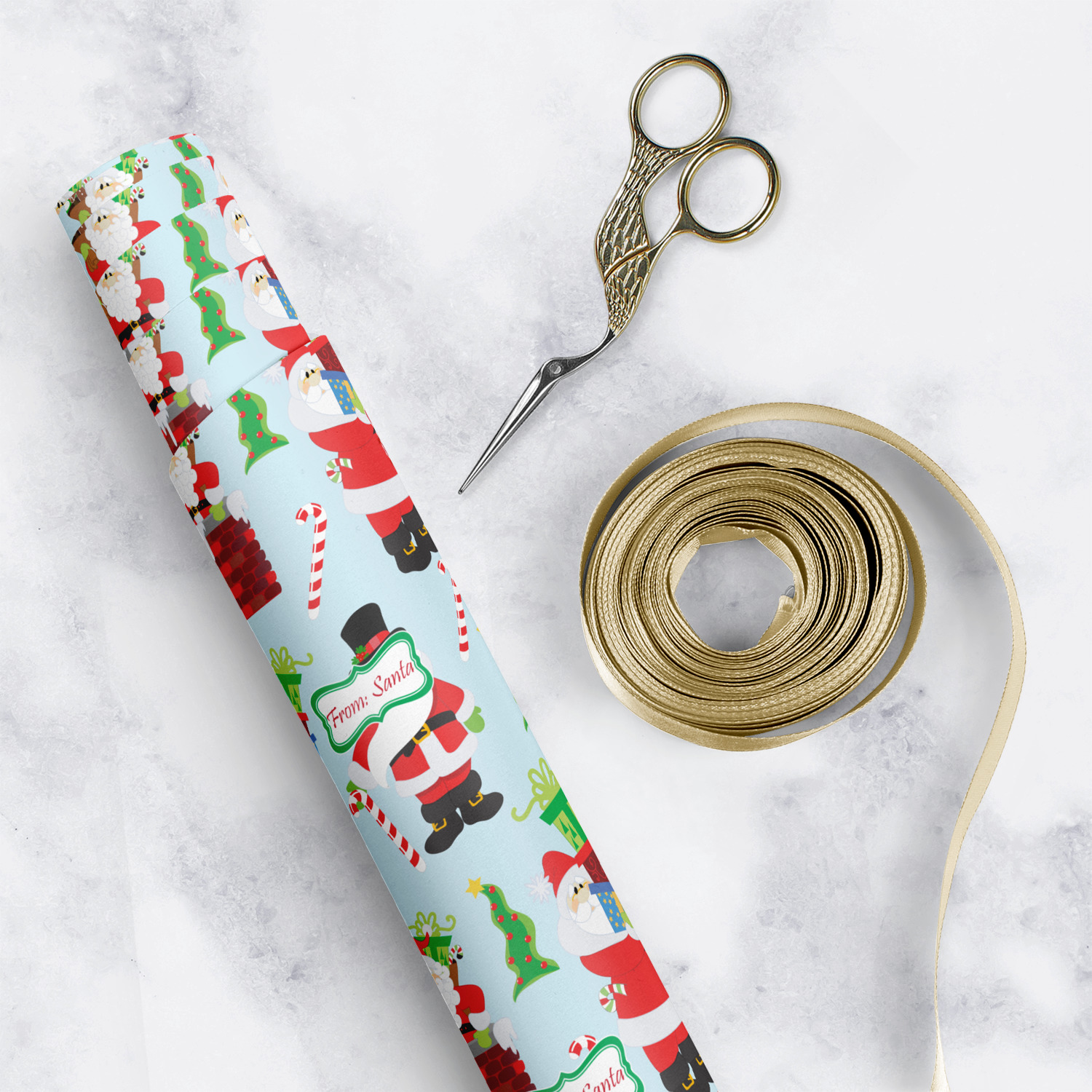Santa and Presents Wrapping Paper Roll - Large (Personalized ...