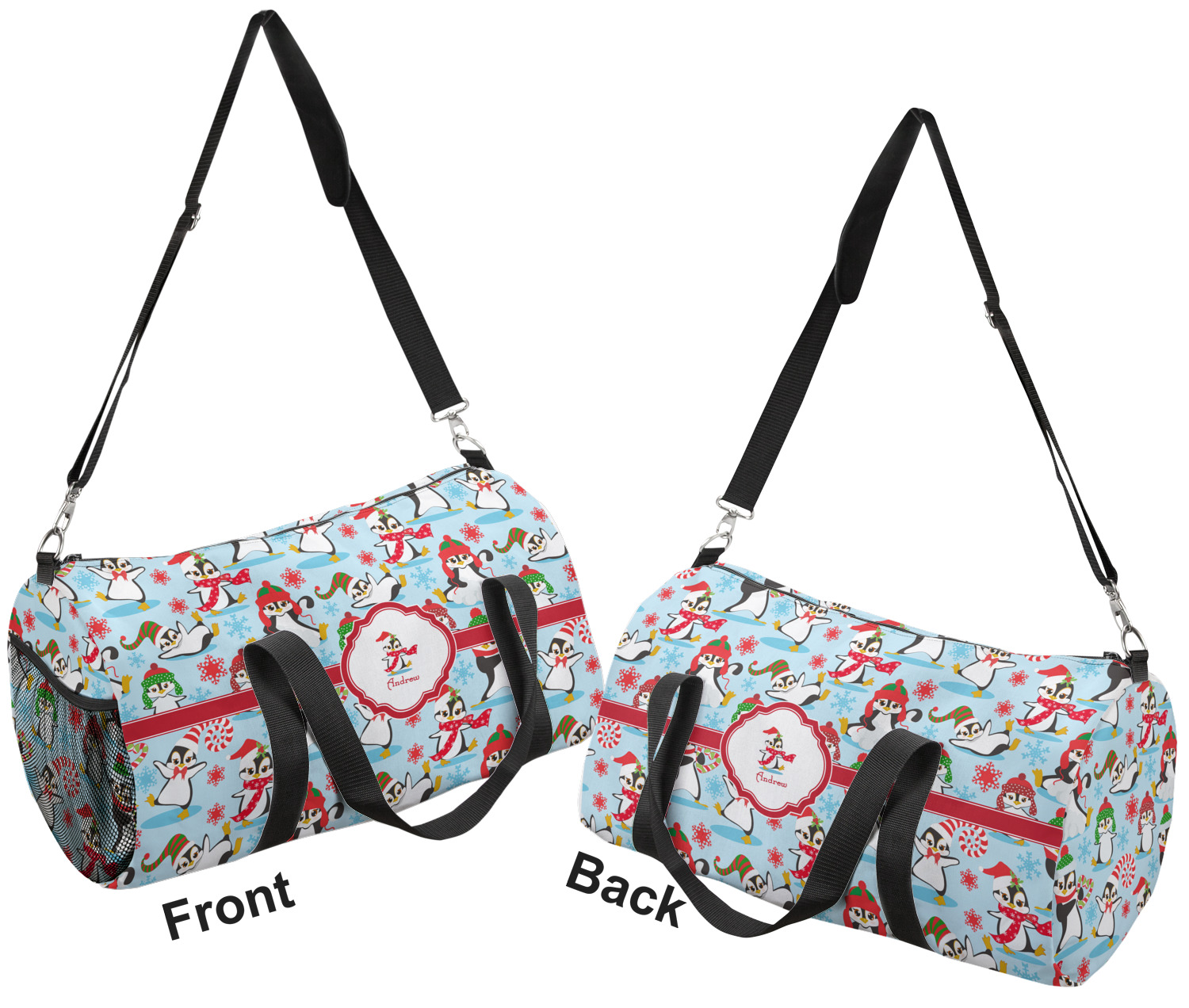 Custom Christmas Penguins Duffel Bag (Personalized) | YouCustomizeIt