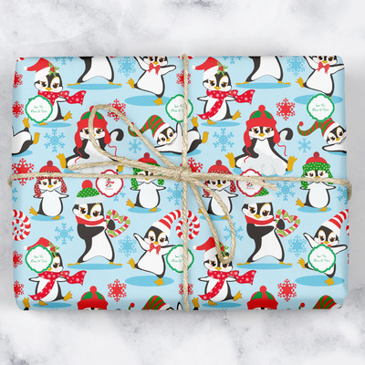Custom Christmas Penguins Wrapping Paper (Personalized) | YouCustomizeIt