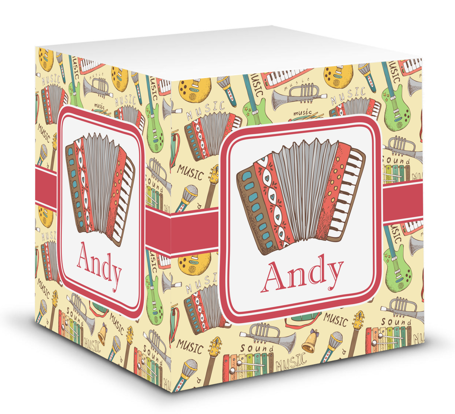 Vintage Musical Instruments Sticky Note Cube (Personalized ...