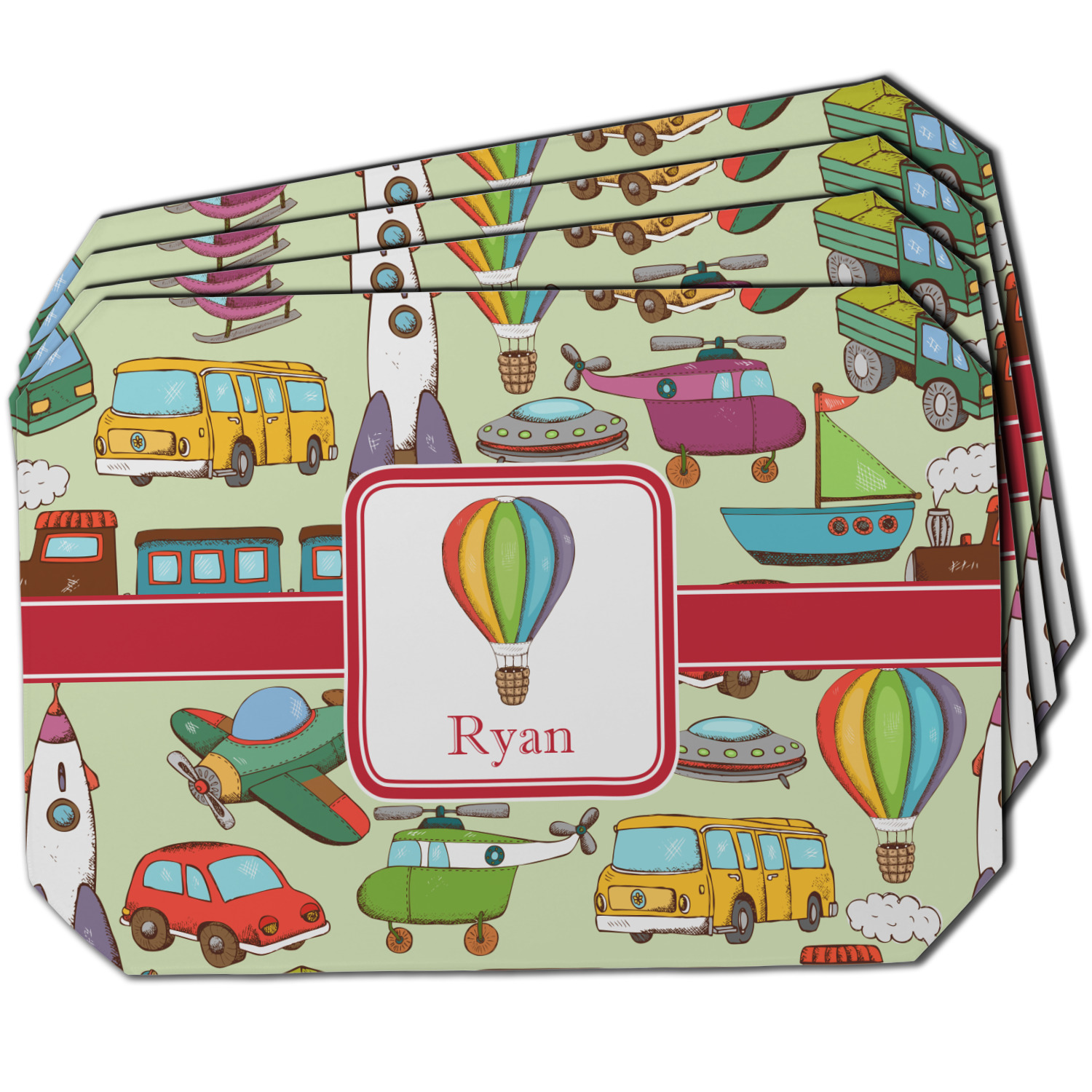 Custom Vintage Transportation Dining Table Mat - Octagon w/ Name or ...