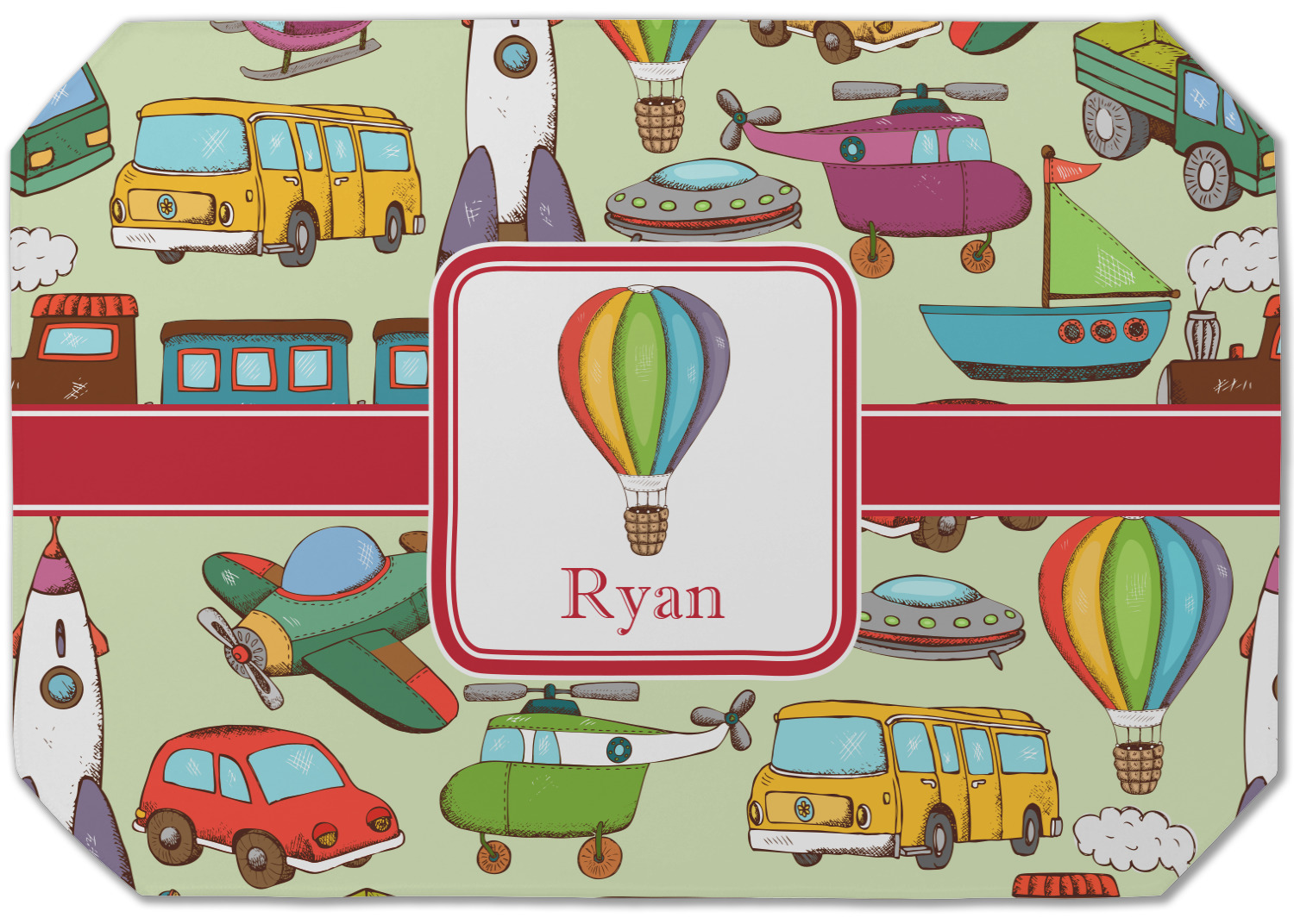 Custom Vintage Transportation Dining Table Mat - Octagon w/ Name or ...