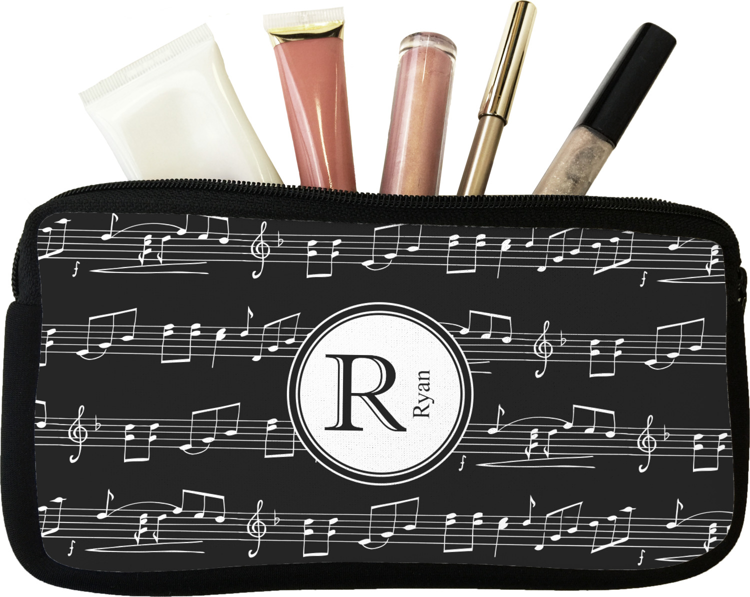 Custom Musical Notes Makeup / Cosmetic Bag (Personalized) | YouCustomizeIt
