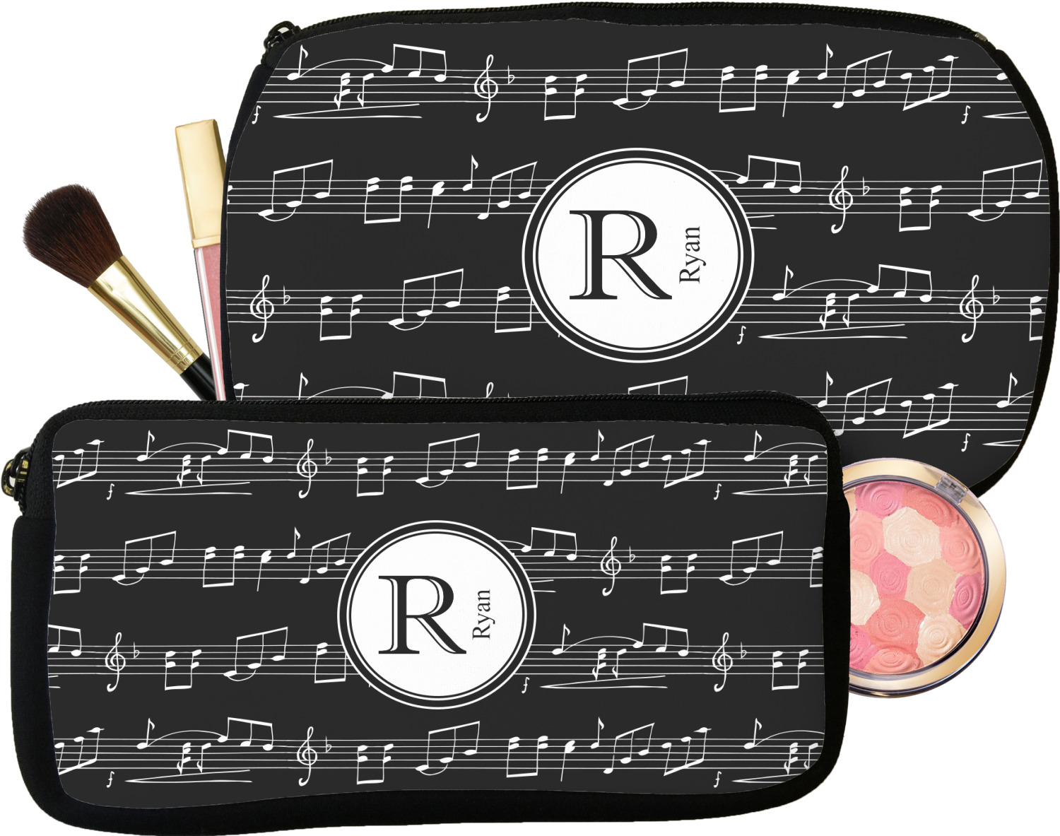 Custom Musical Notes Makeup / Cosmetic Bag (Personalized) | YouCustomizeIt