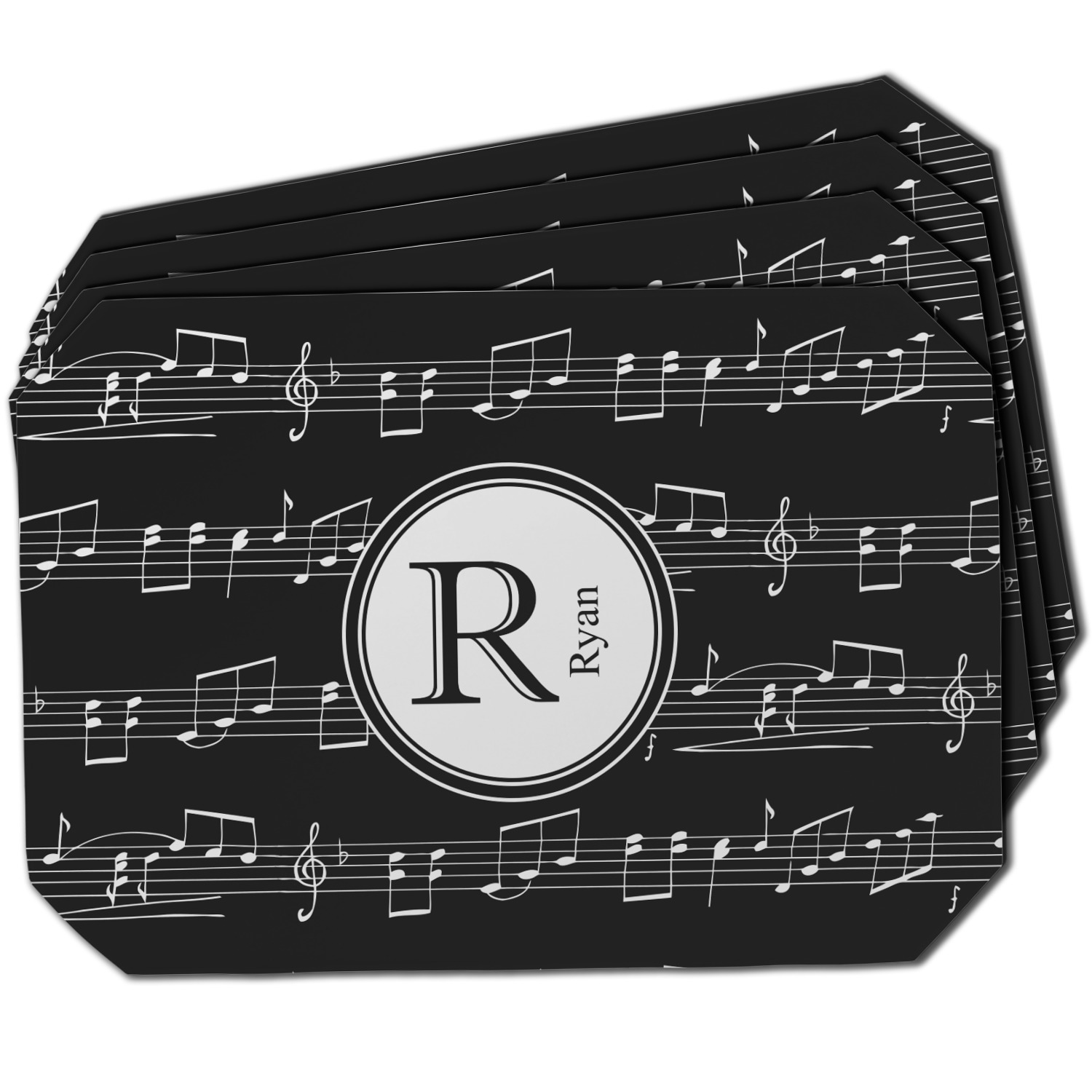 Custom Musical Notes Dining Table Mat - Octagon w/ Name and Initial ...
