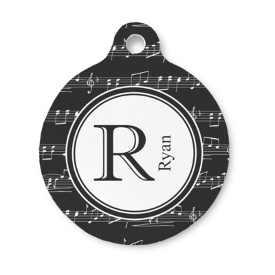Custom Musical Notes Round Pet ID Tag - Small (Personalized ...