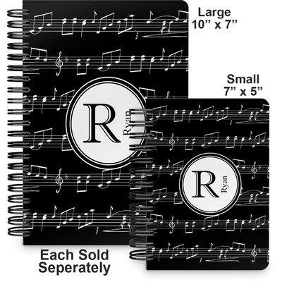 Musical Notes Spiral Notebook - 7x10 w/ Name and Initial - YouCustomizeIt