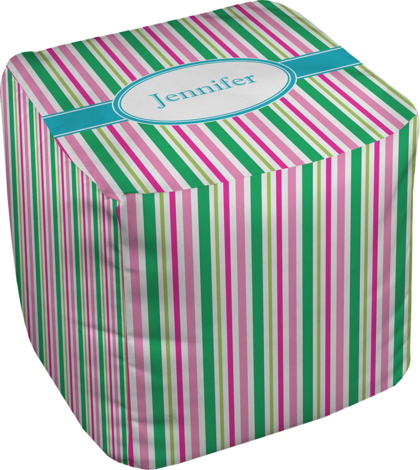 Custom Grosgrain Stripe Cube Pouf Ottoman (Personalized) | YouCustomizeIt