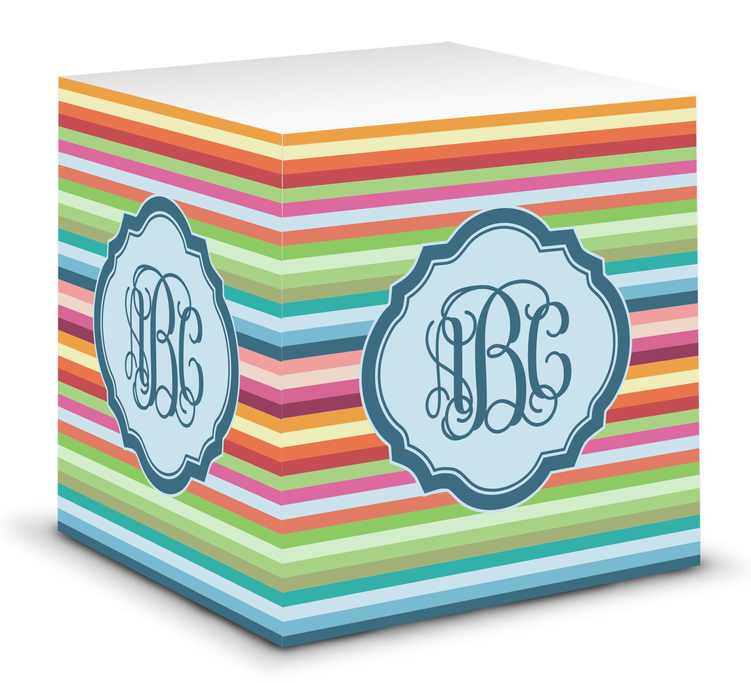 Retro Horizontal Stripes Sticky Note Cube (Personalized) - YouCustomizeIt