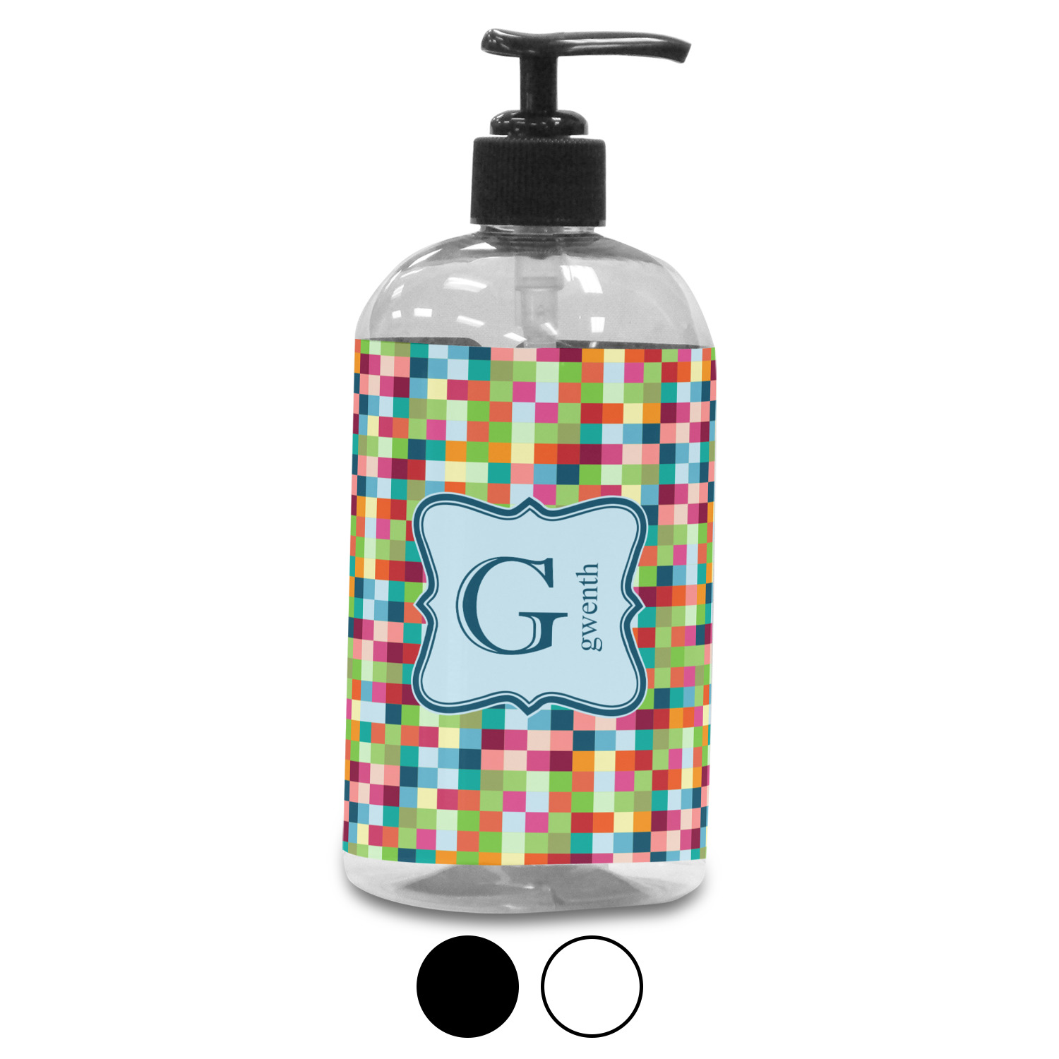 Retro Pixel Squares Plastic Soap / Lotion Dispenser (Personalized ...