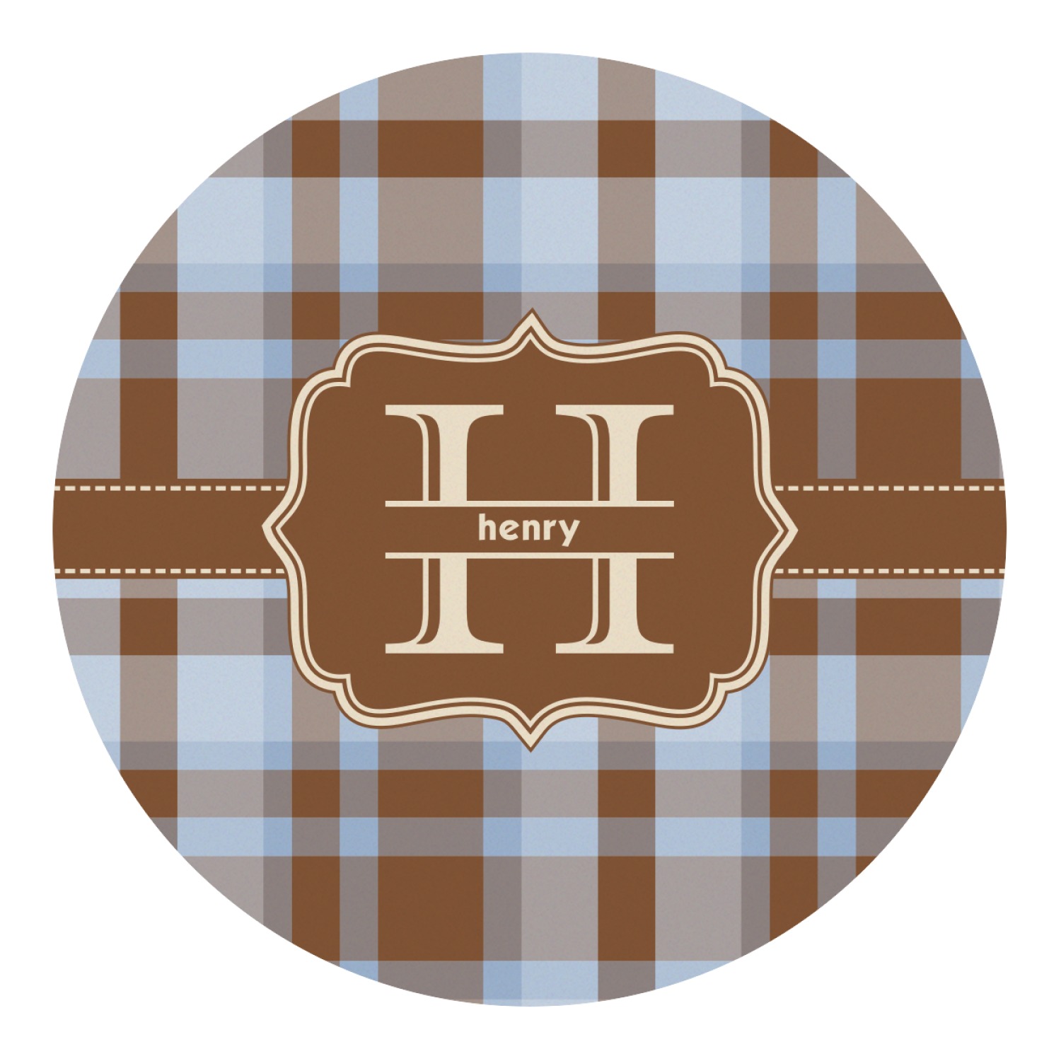 Two Color Plaid Round Decal - Small (Personalized) - YouCustomizeIt
