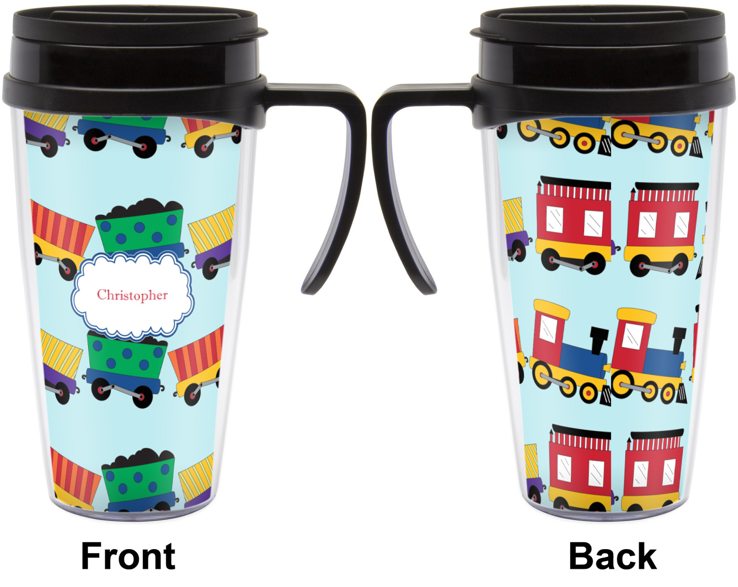 Trains Acrylic Travel Mug with Handle (Personalized) - YouCustomizeIt