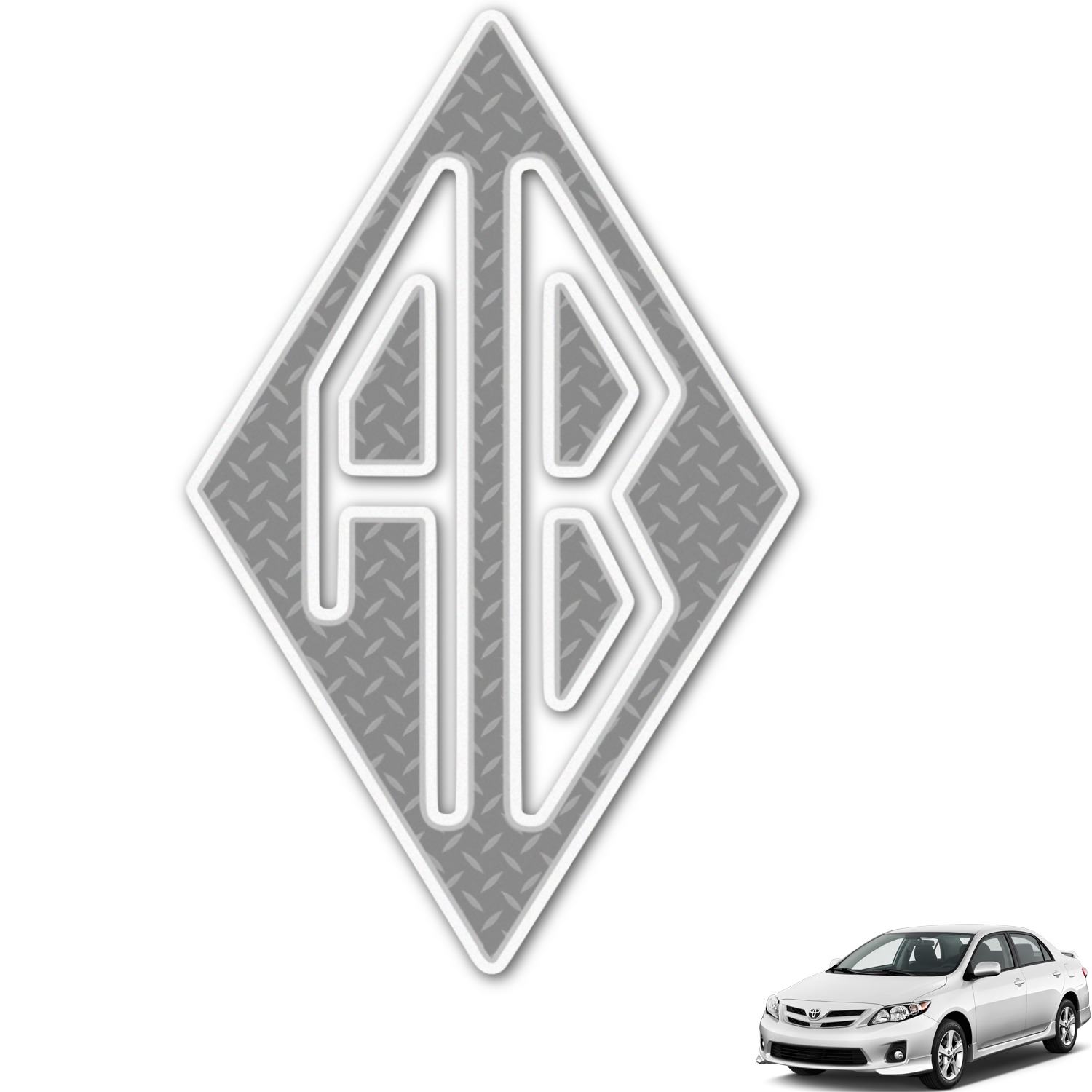 Diamond Plate Monogram Car Decal (Personalized) - YouCustomizeIt