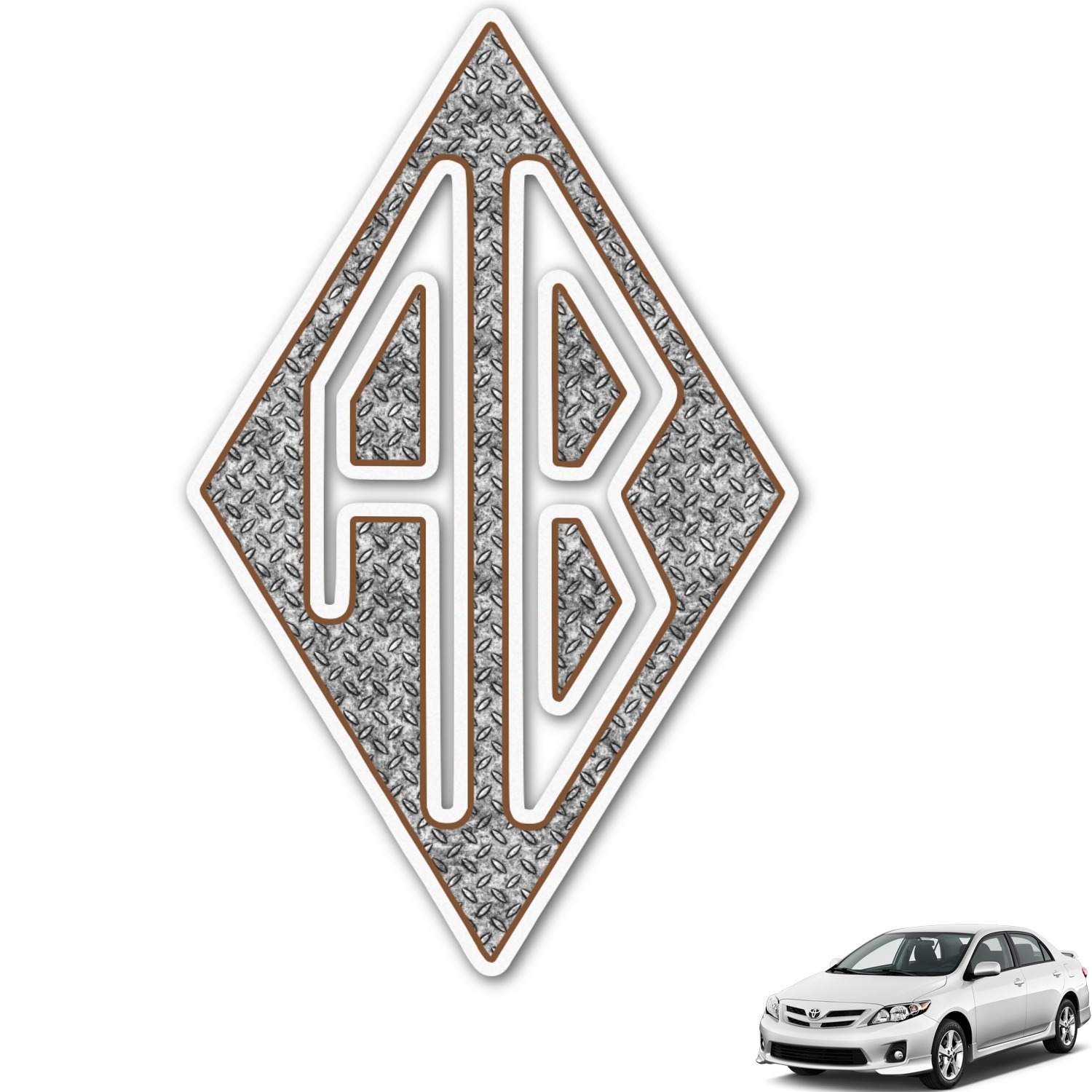 Custom Diamond Plate Monogram Car Decal (Personalized) | YouCustomizeIt