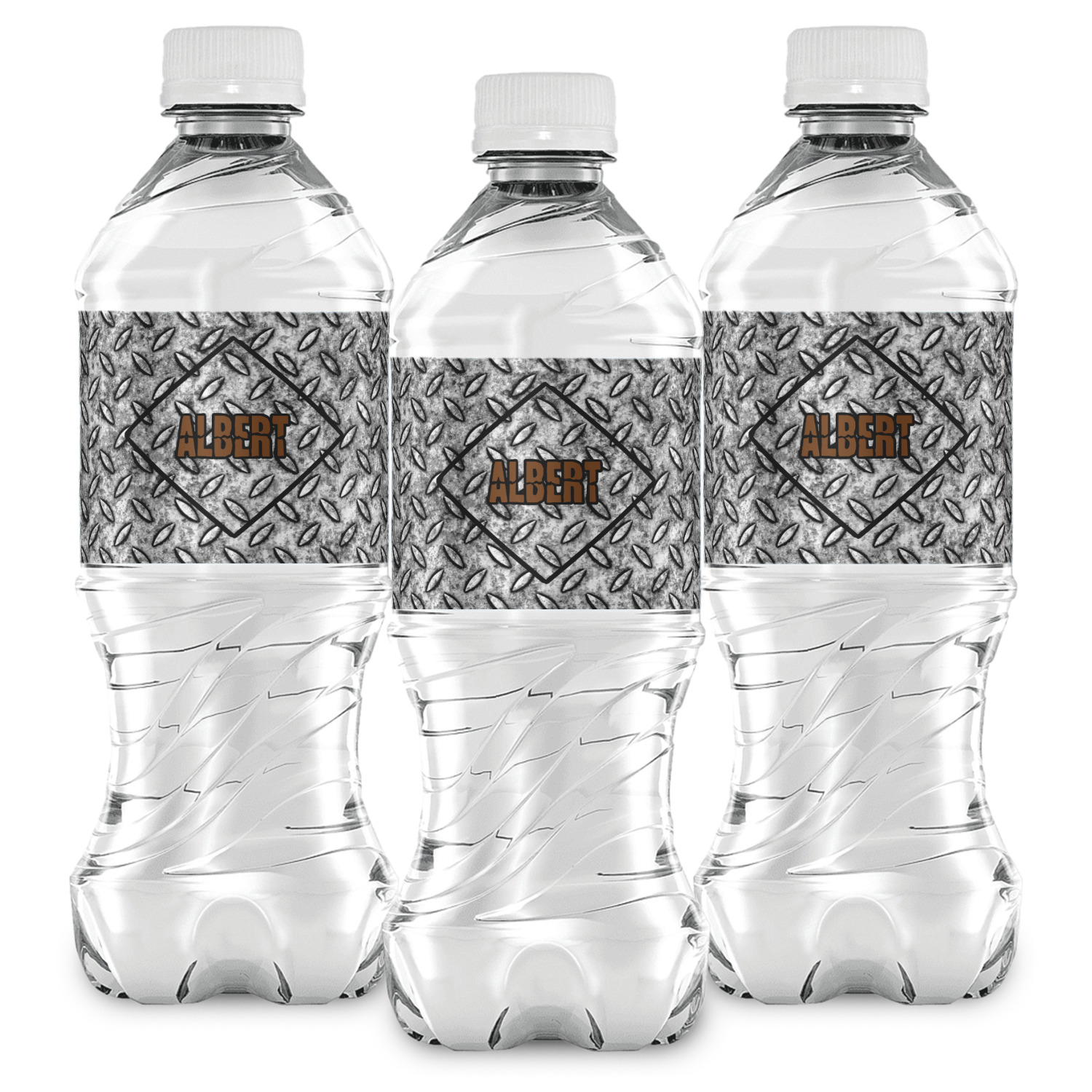 Custom Diamond Plate Water Bottle Labels - Custom Sized (Personalized ...