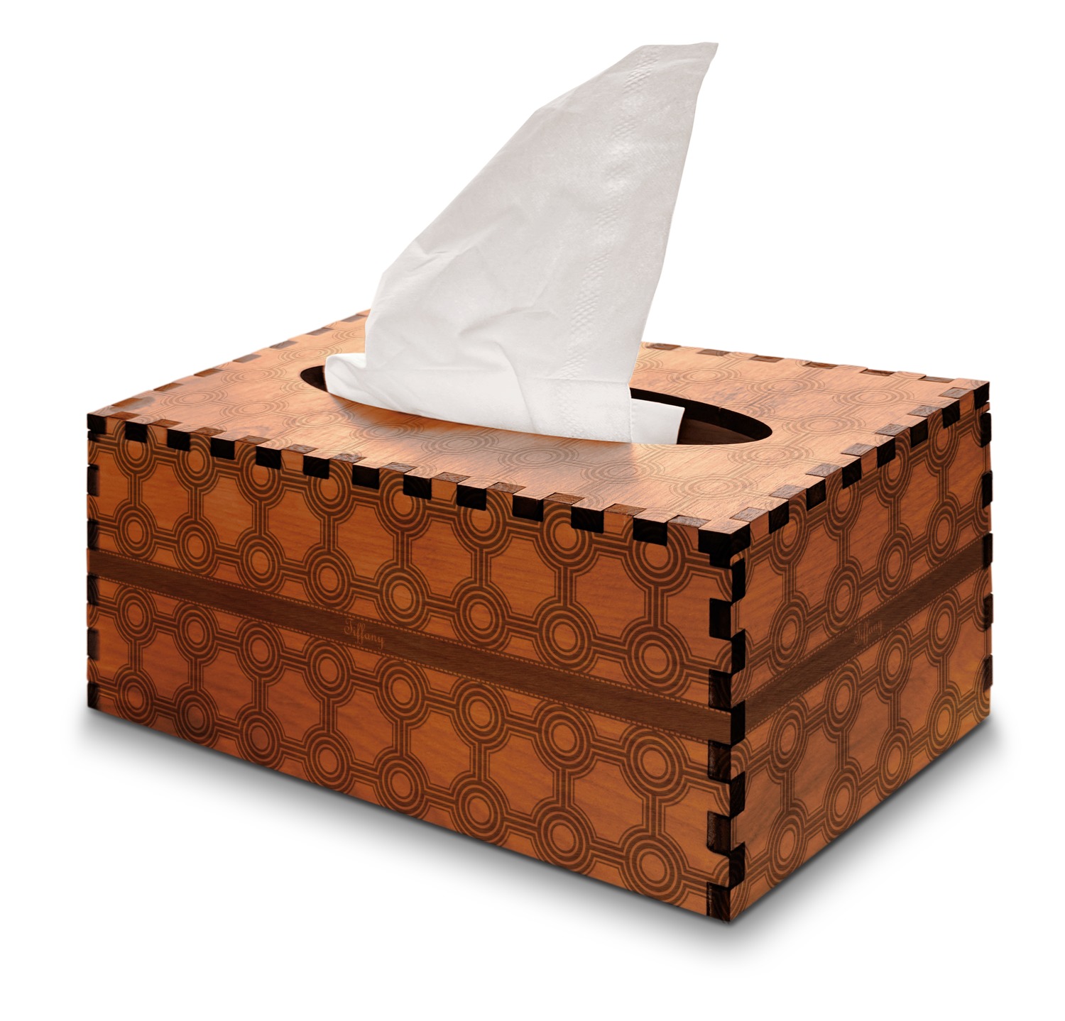 Connected Circles Wooden Tissue Box Cover - Rectangle (Personalized ...