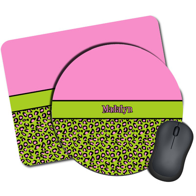 Pink & Lime Green Leopard Mouse Pad (Personalized) - YouCustomizeIt