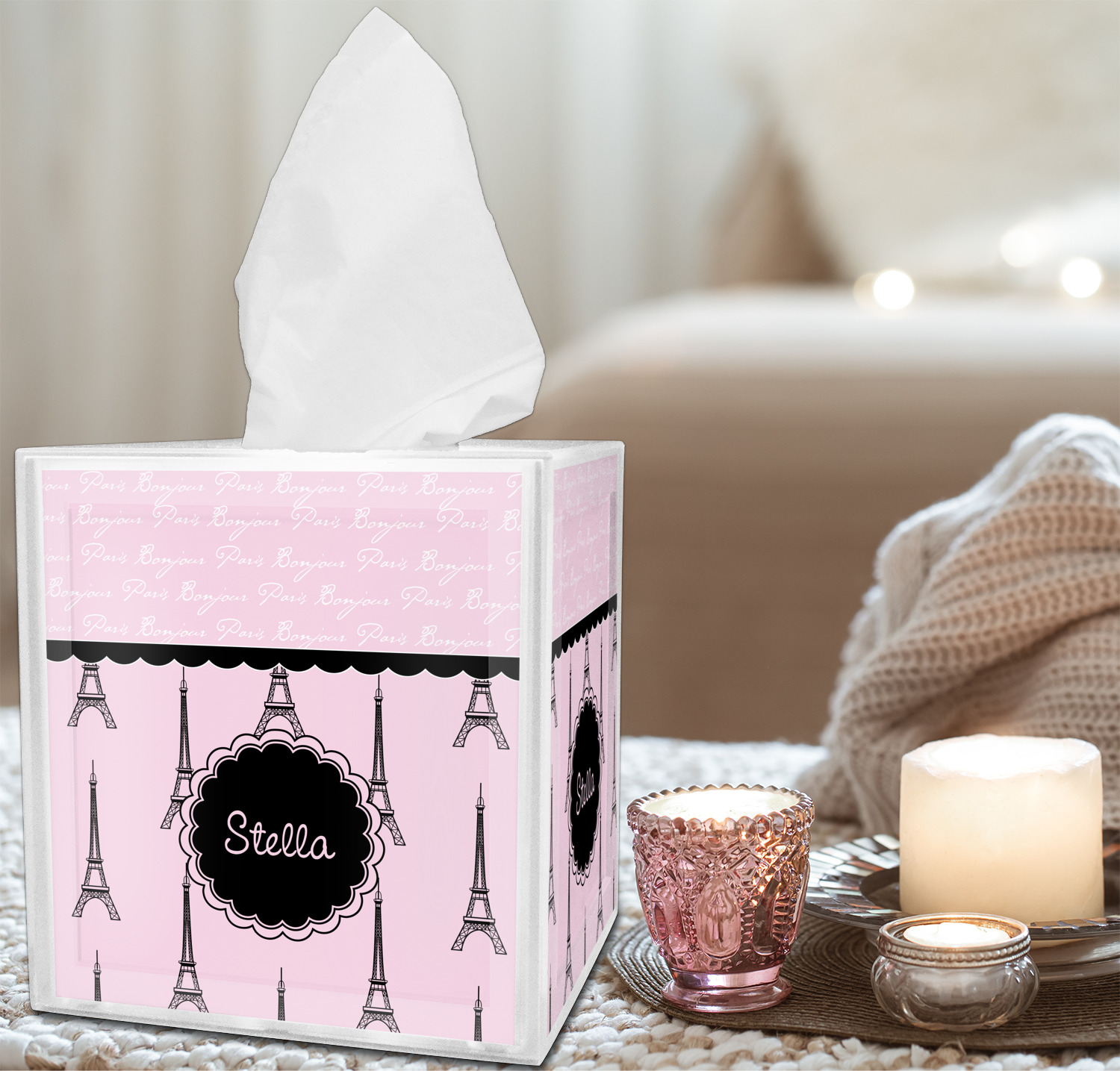 Paris & Eiffel Tower Tissue Box Cover (Personalized) - YouCustomizeIt