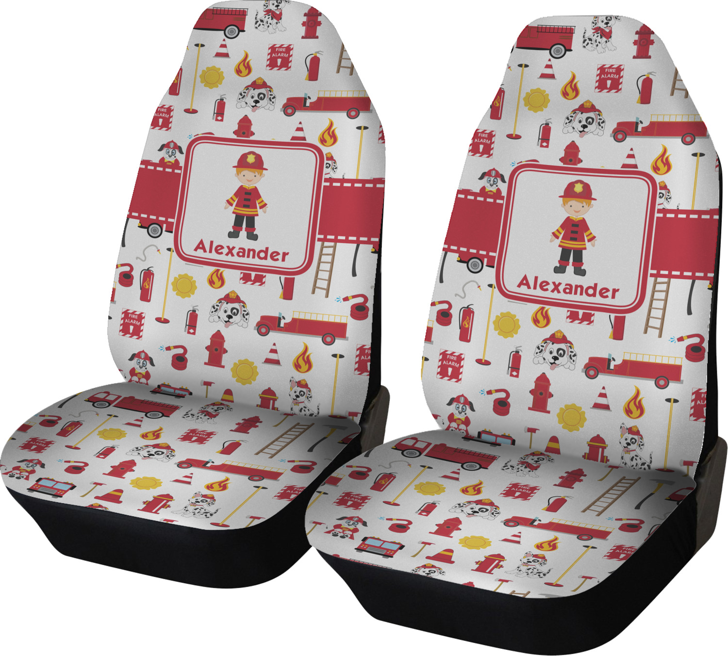 Firefighter Character Car Seat Covers (Set of Two) w/ Name or Text ...