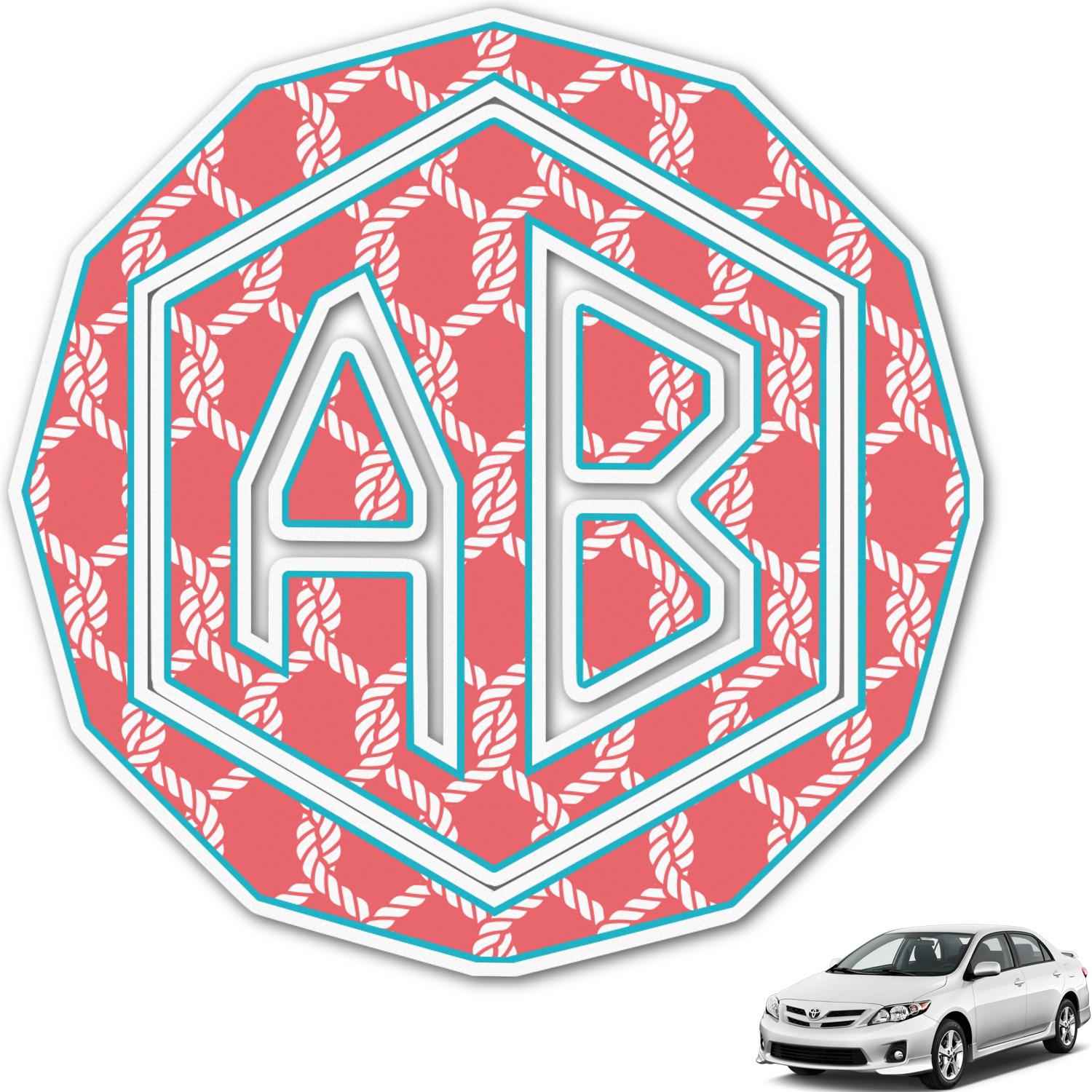 Custom Linked Rope Monogram Car Decal (Personalized) | YouCustomizeIt