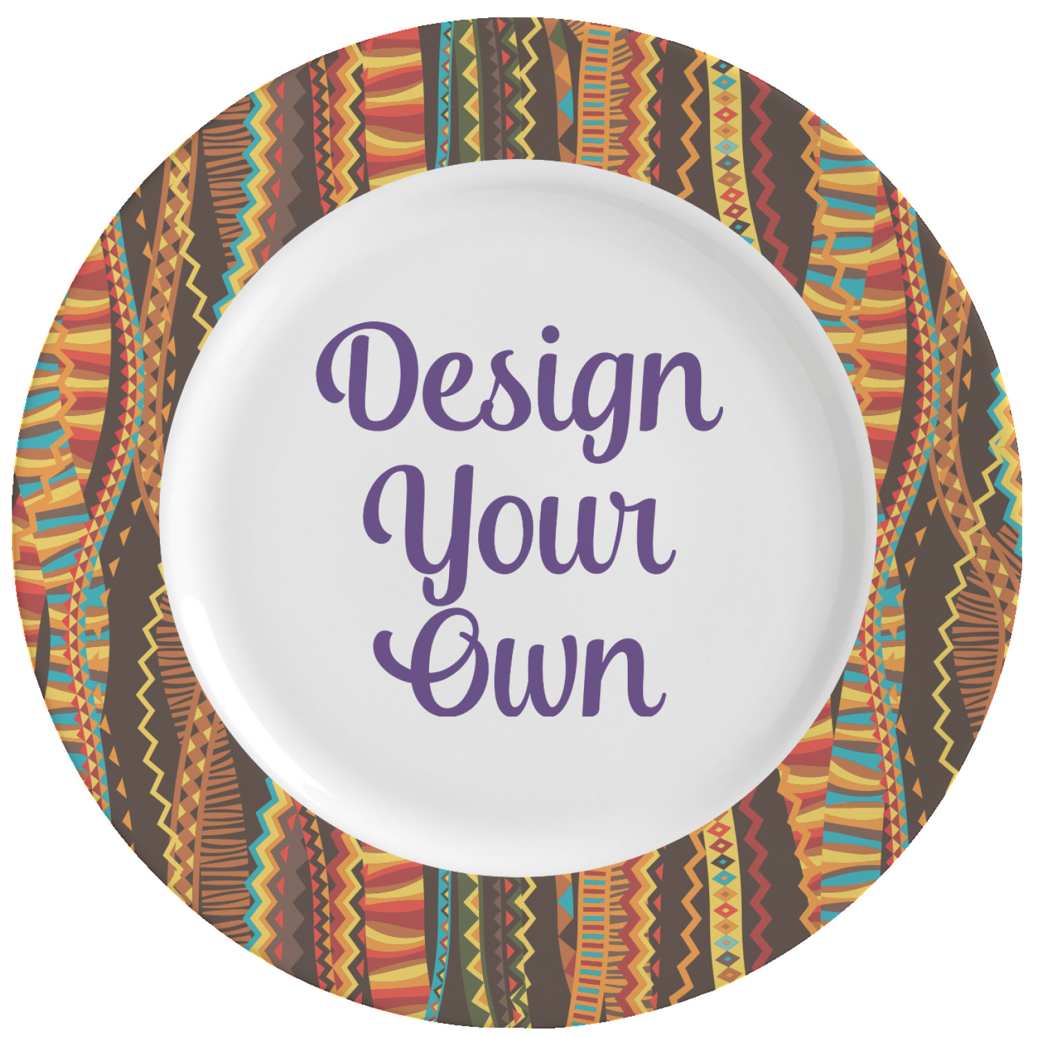 Tribal Ribbons Ceramic Dinner Plates (Set of 4) (Personalized ...