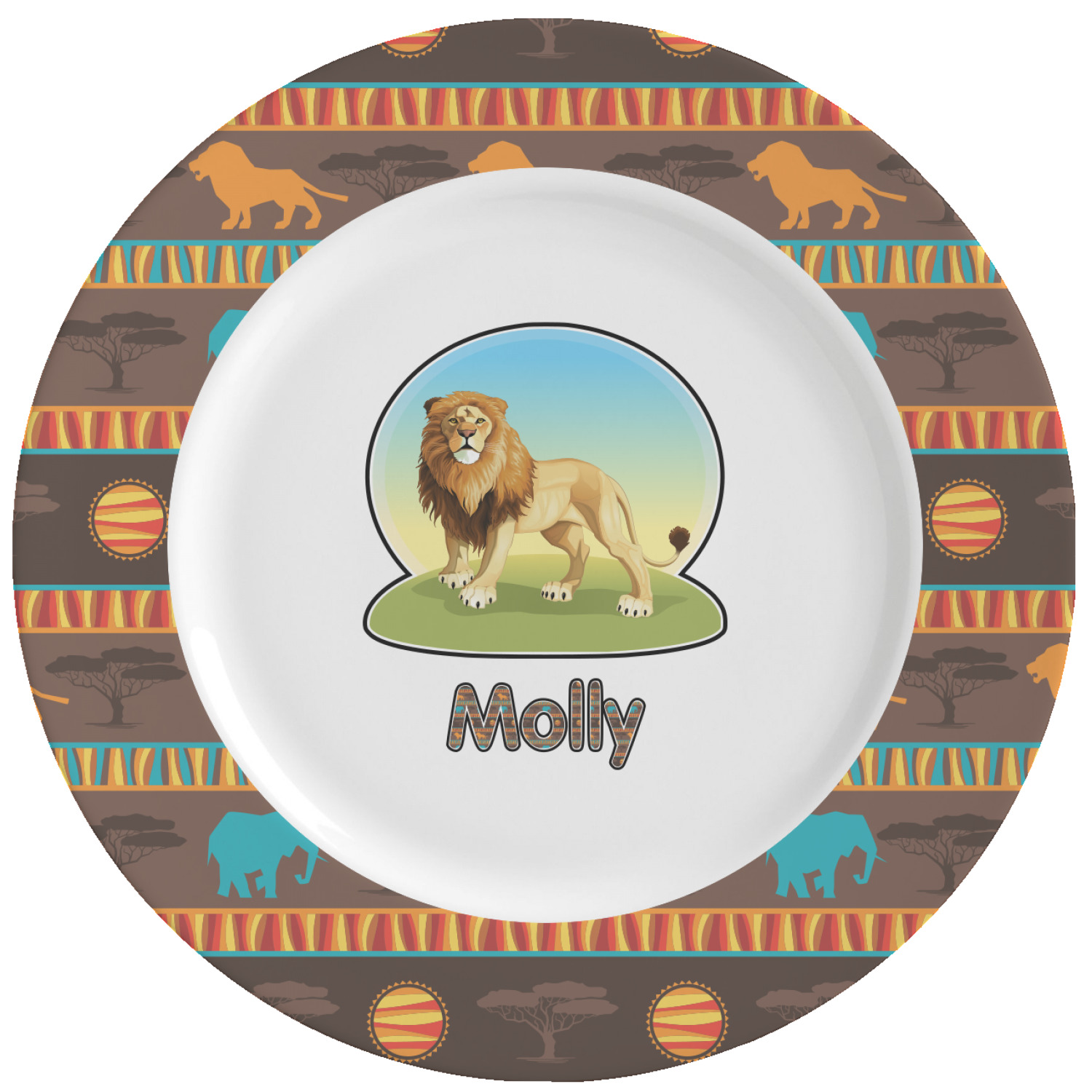 African Lions & Elephants Ceramic Dinner Plates (Set of 4 ...