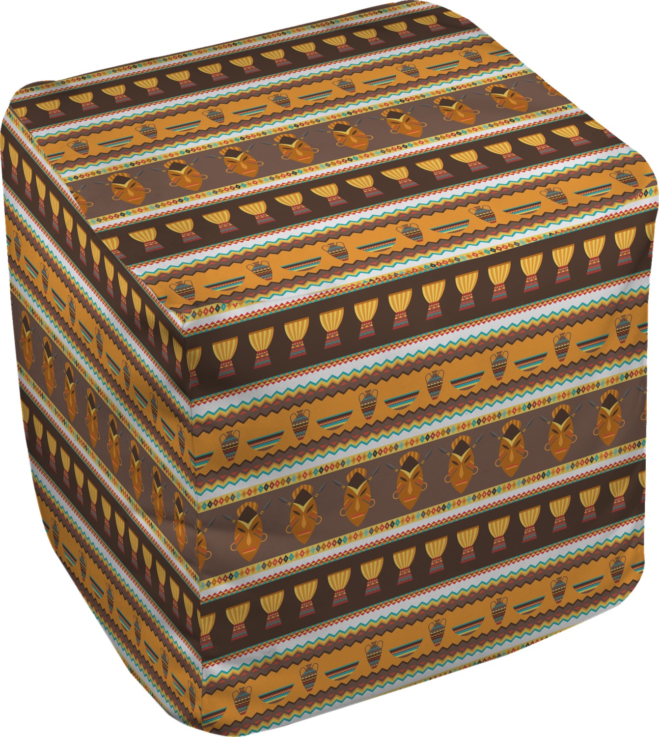 Custom African Masks Cube Pouf Ottoman - 18" | YouCustomizeIt