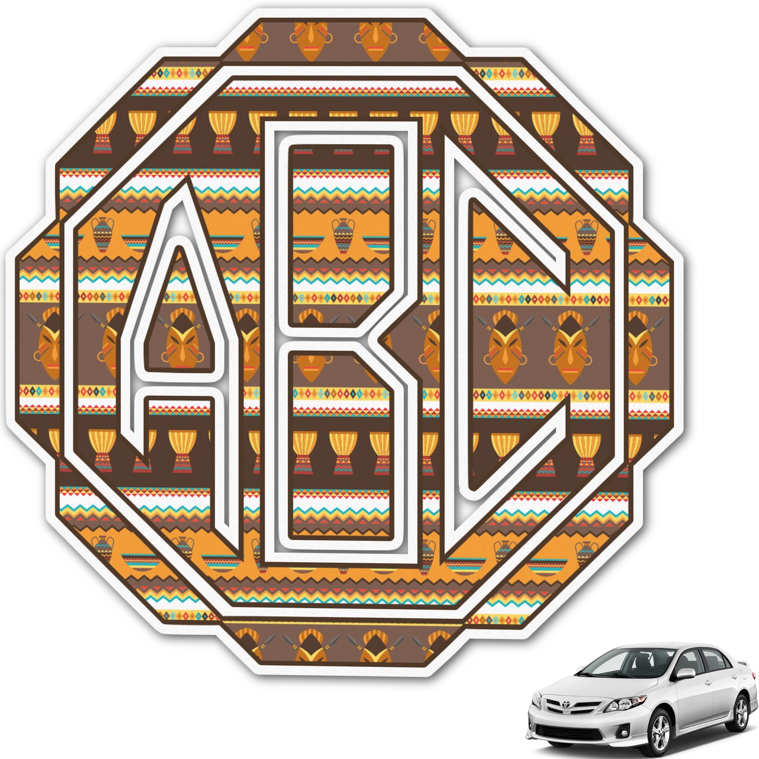 Custom African Masks Monogram Car Decal | YouCustomizeIt